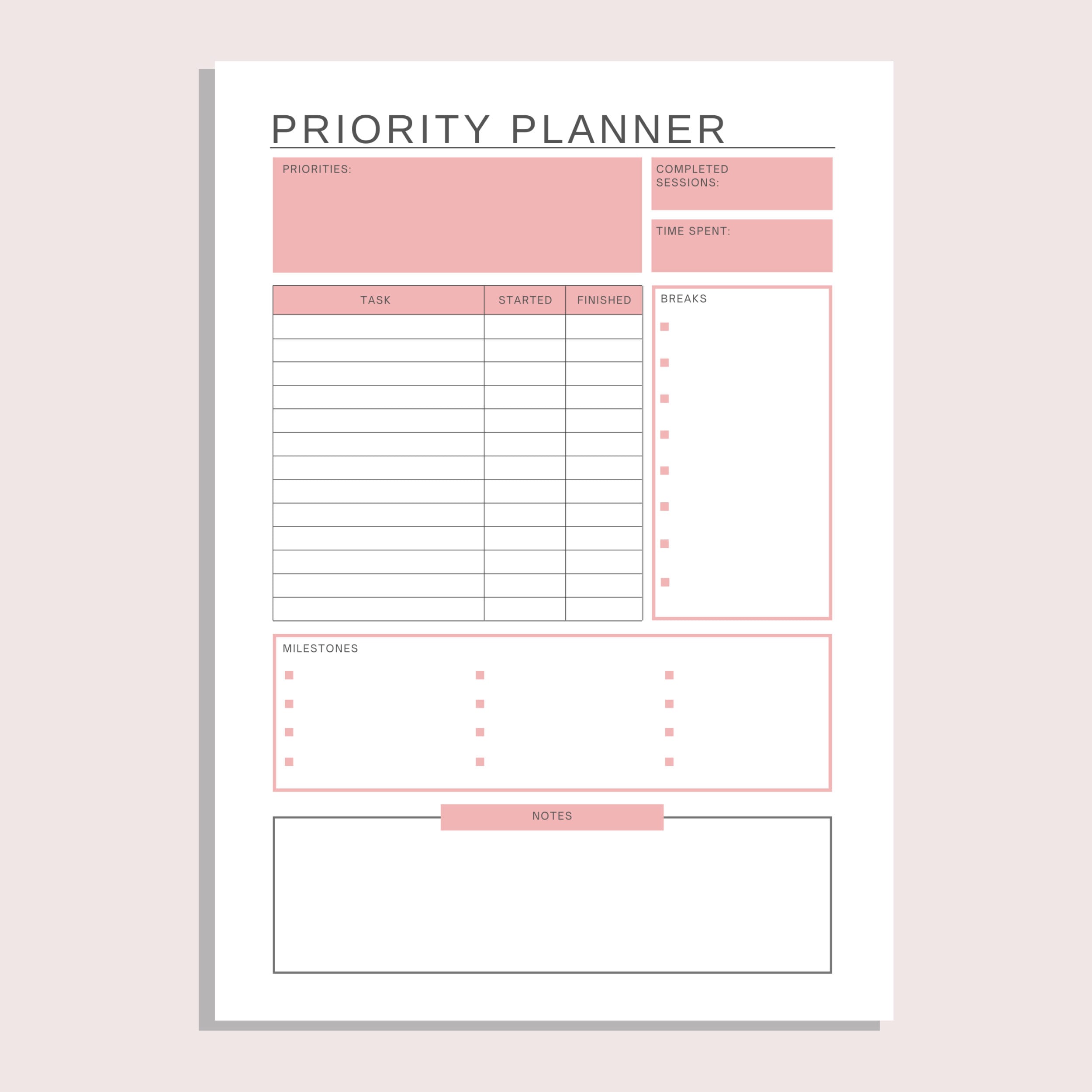 Priority Planner | Printable Important Task Checklist | Office Work ...