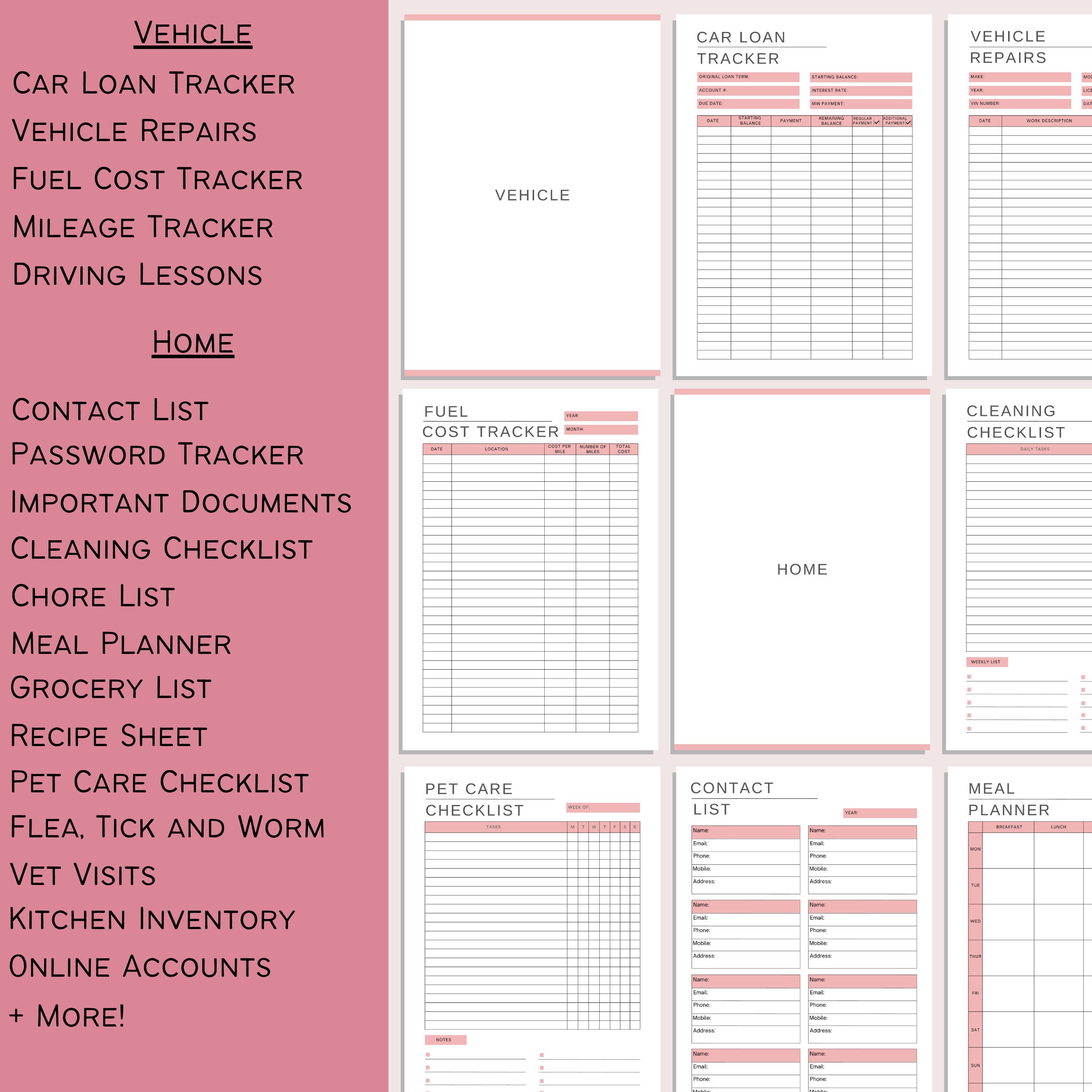 Life Planner Printable Productivity Plan Household Binder Home ...