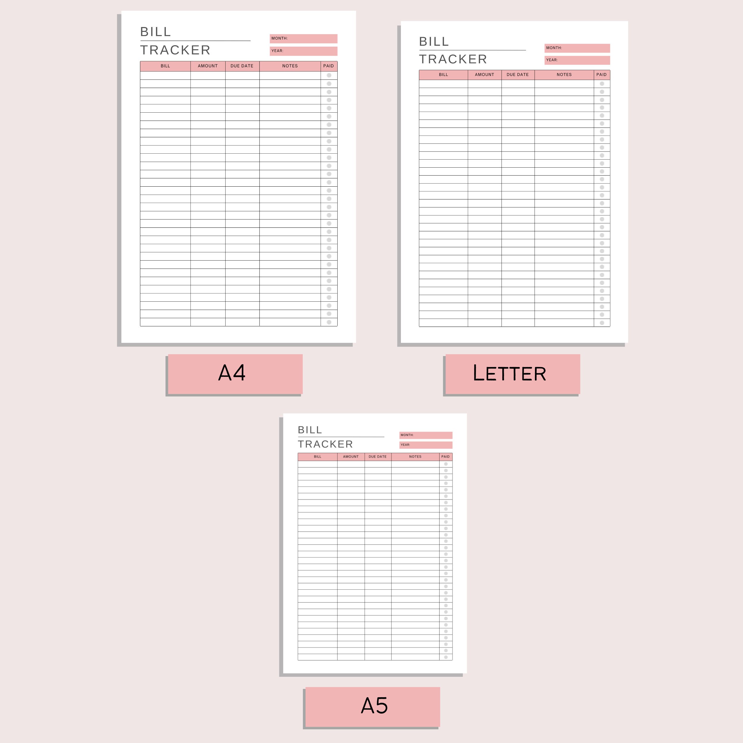 Monthly Bill Tracker | Bill Payment Log | Bill Checklist | Printable ...