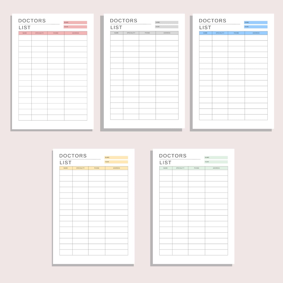 Doctor Contact List | Printable Medical Information | Healthcare ...