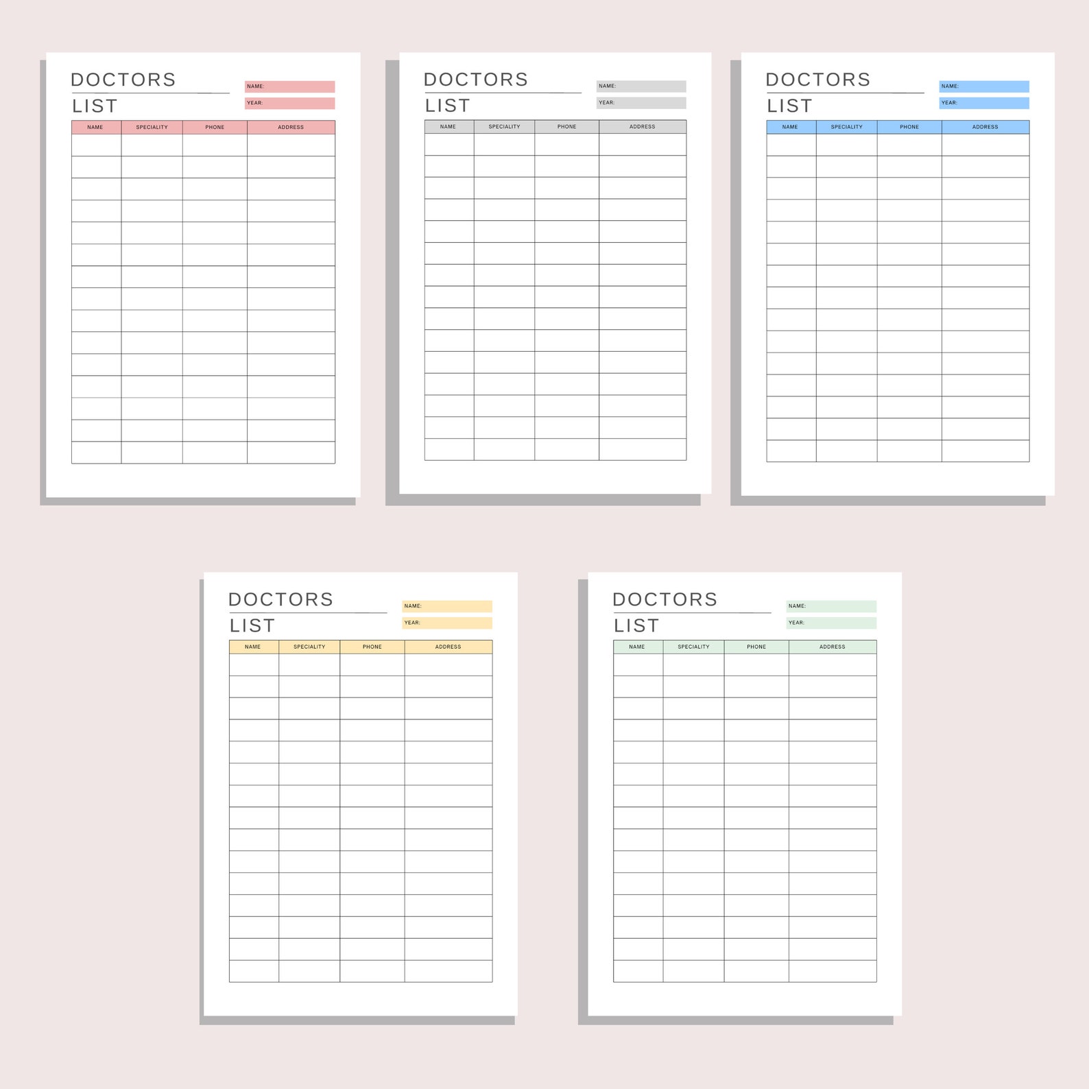 Doctor Contact List | Printable Medical Information | Healthcare ...