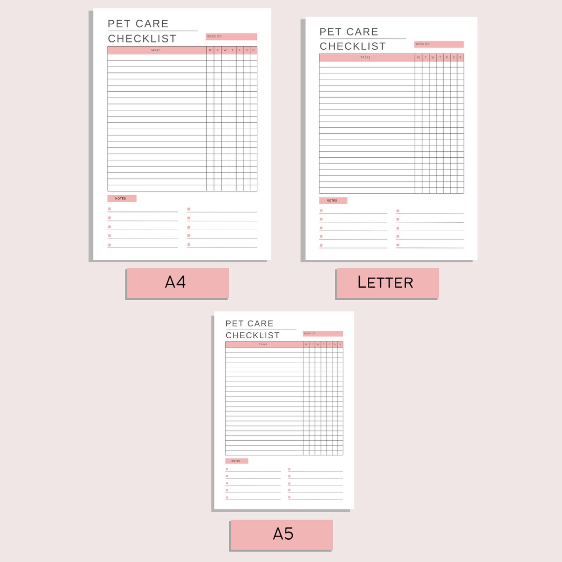 Pet Care Checklist | Daily Care for Animals | Printable Weekly Tracker ...