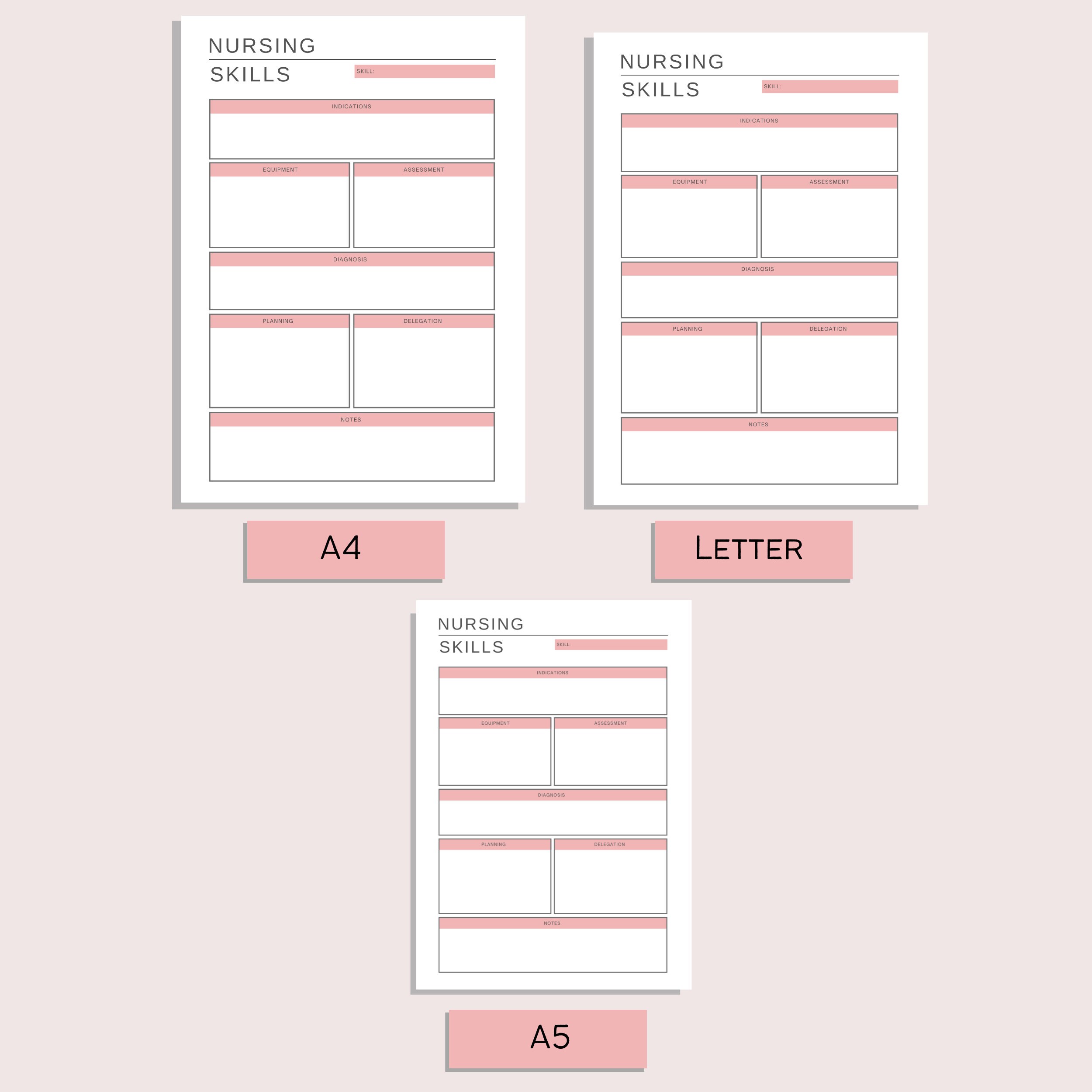 Nursing Skills Sheet Template | Printable Student Nurse Notes | Nursing ...