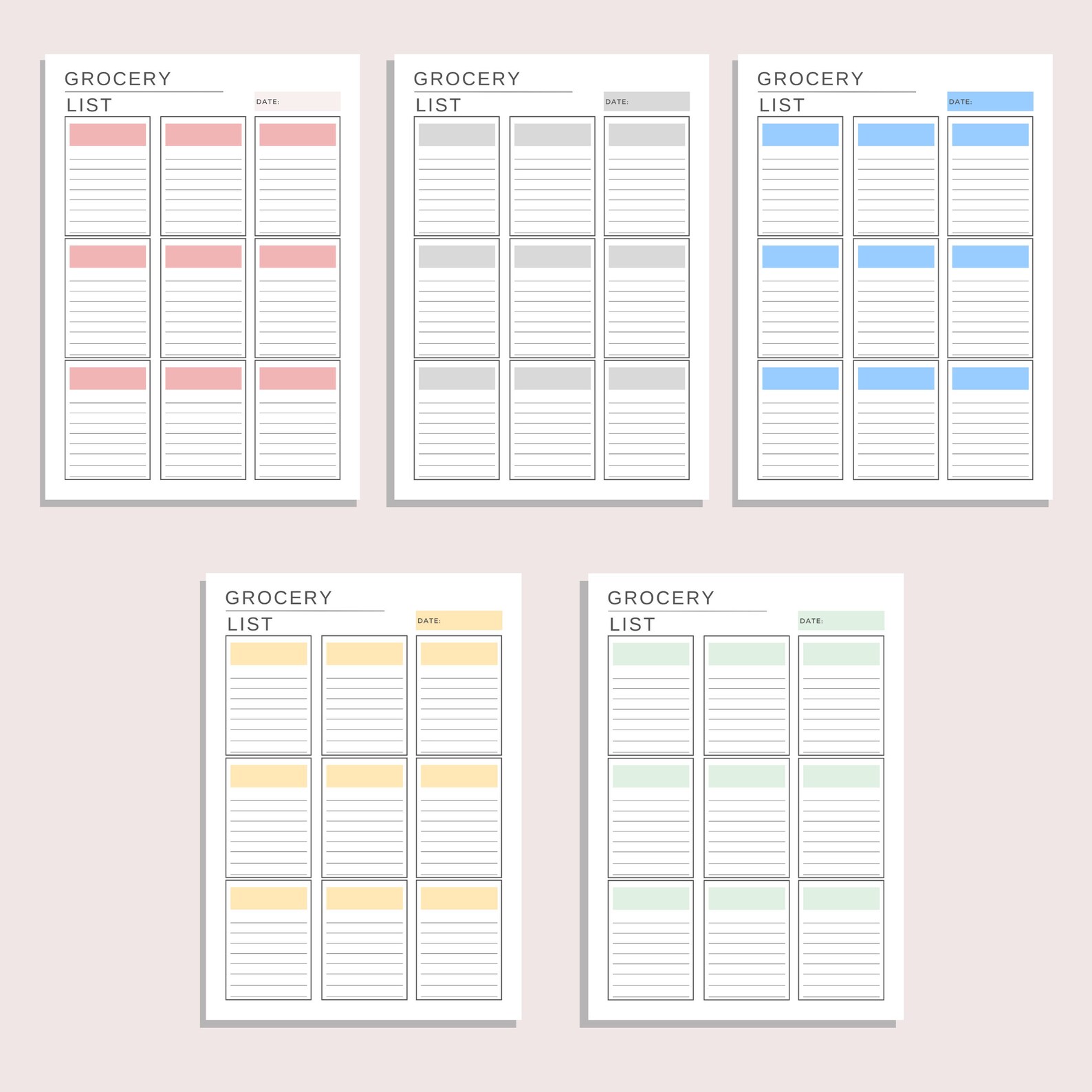 Grocery List, Printable Shopping List, Food Shopping PDF, Meal Planning ...