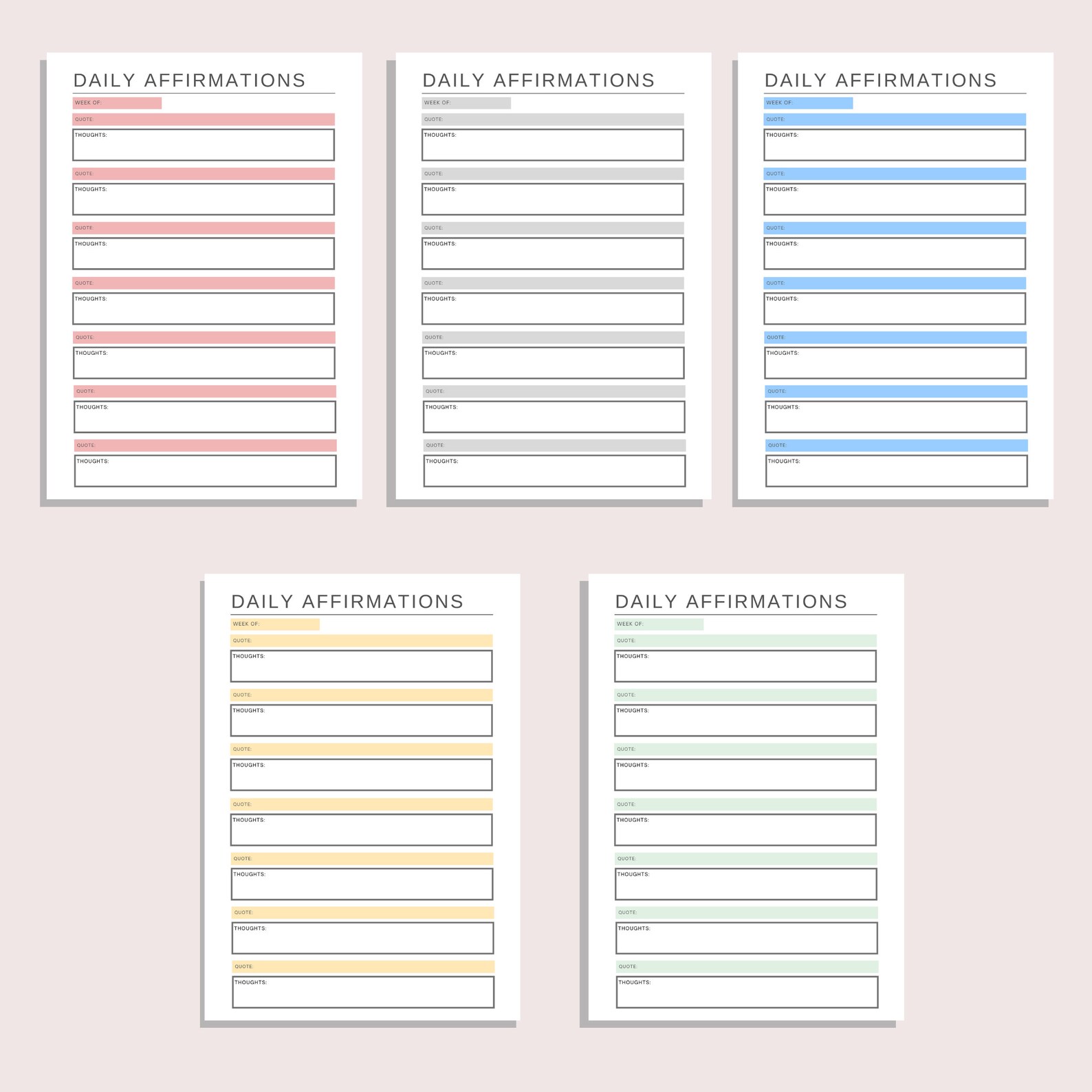 Daily Affirmations Sheet | Printable Positive Quotes | Inspirational ...