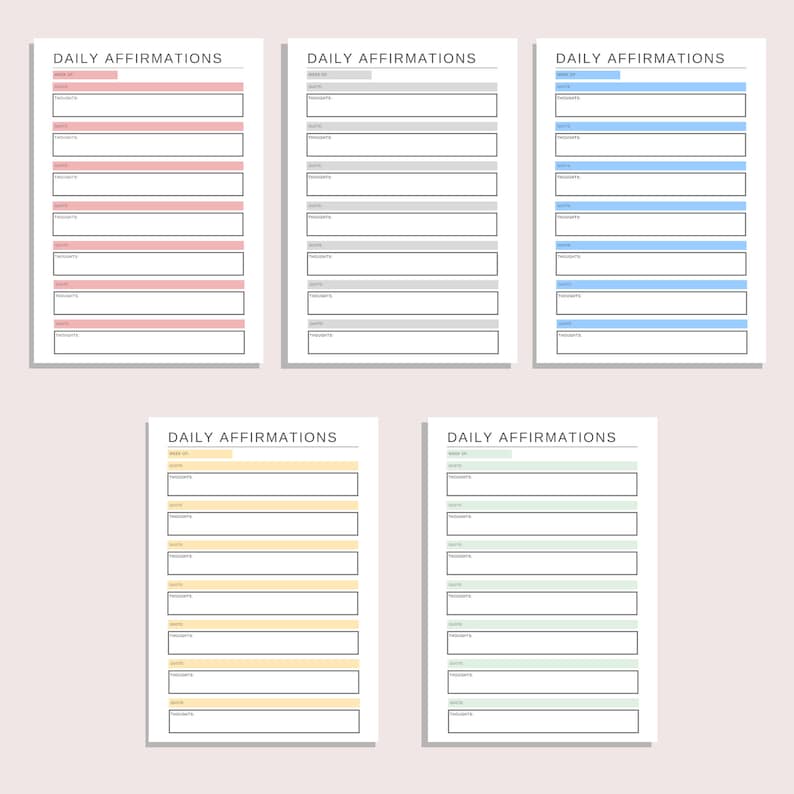 Daily Affirmations Sheet | Printable Positive Quotes | Inspirational ...