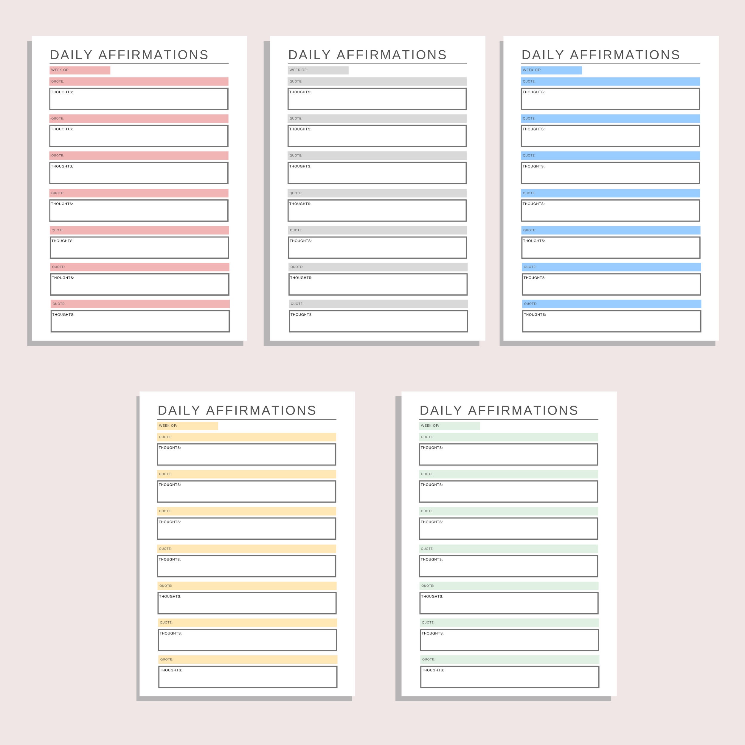 Daily Affirmations Sheet | Printable Positive Quotes | Inspirational ...