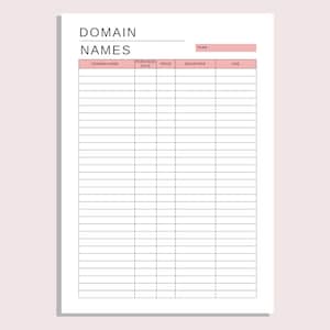 Domain Name Tracker | Website List Sheet | Project Tracker | Small ...