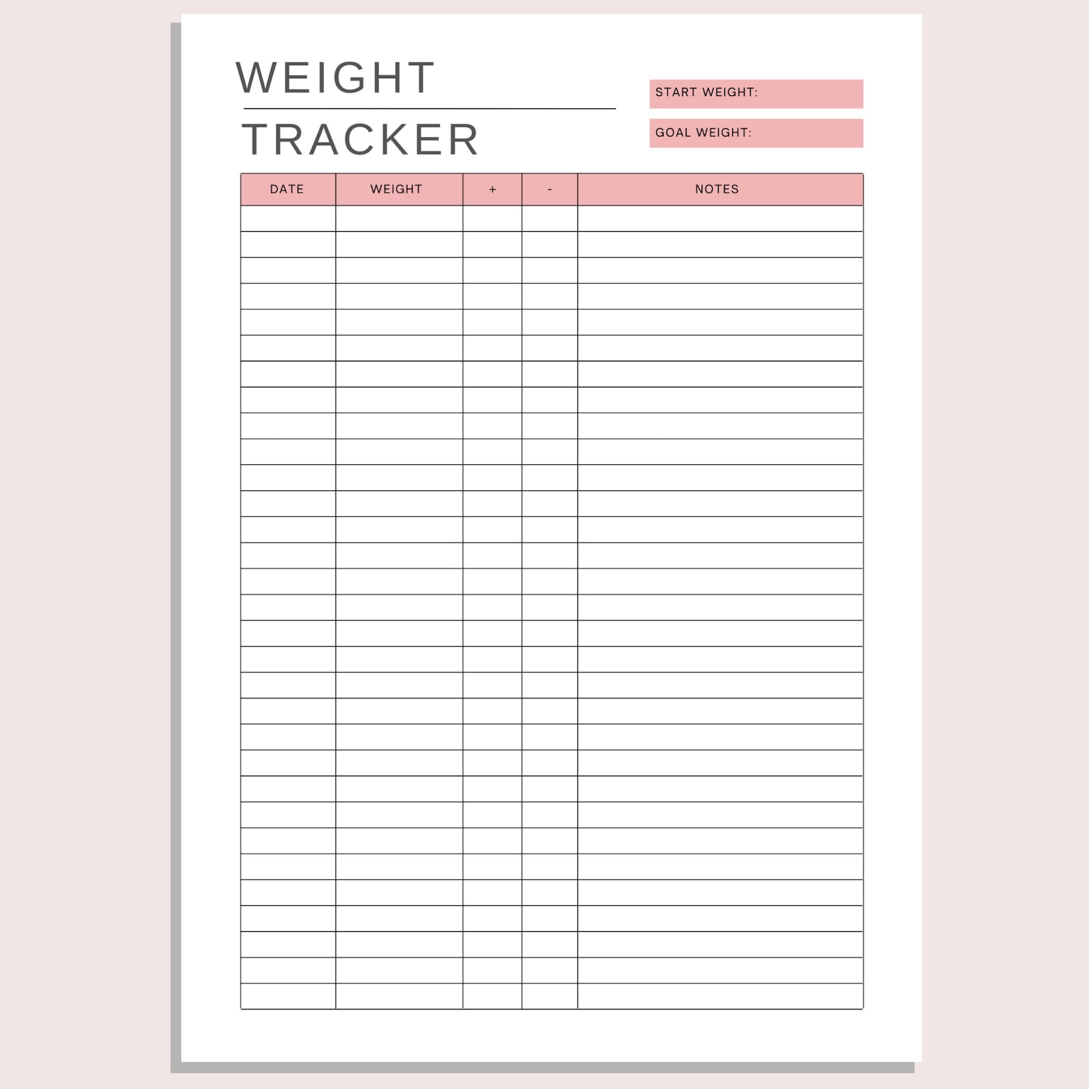 Weight Tracker | Printable Weight Loss Log | Health Journey | Fitness ...