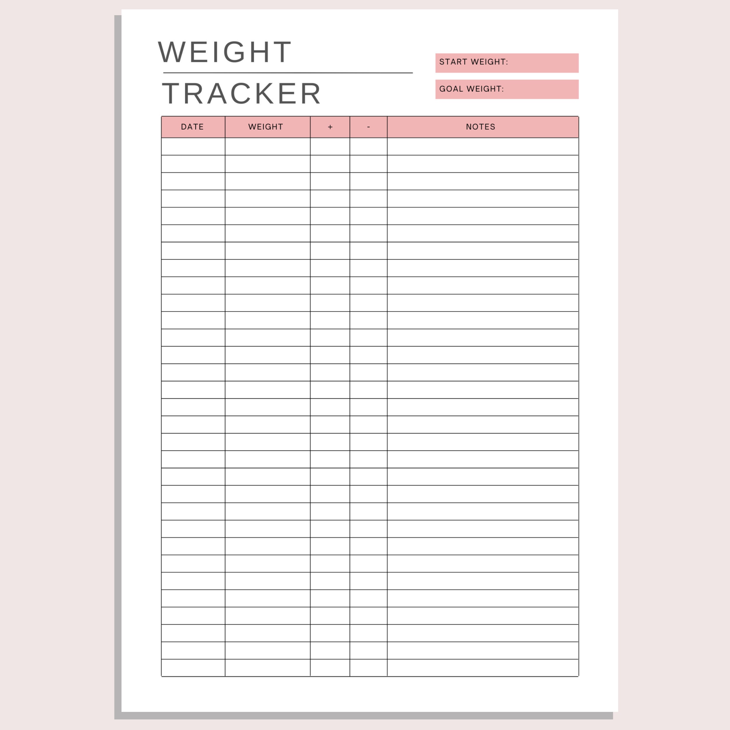 Weight Tracker | Printable Weight Loss Log | Health Journey | Fitness ...