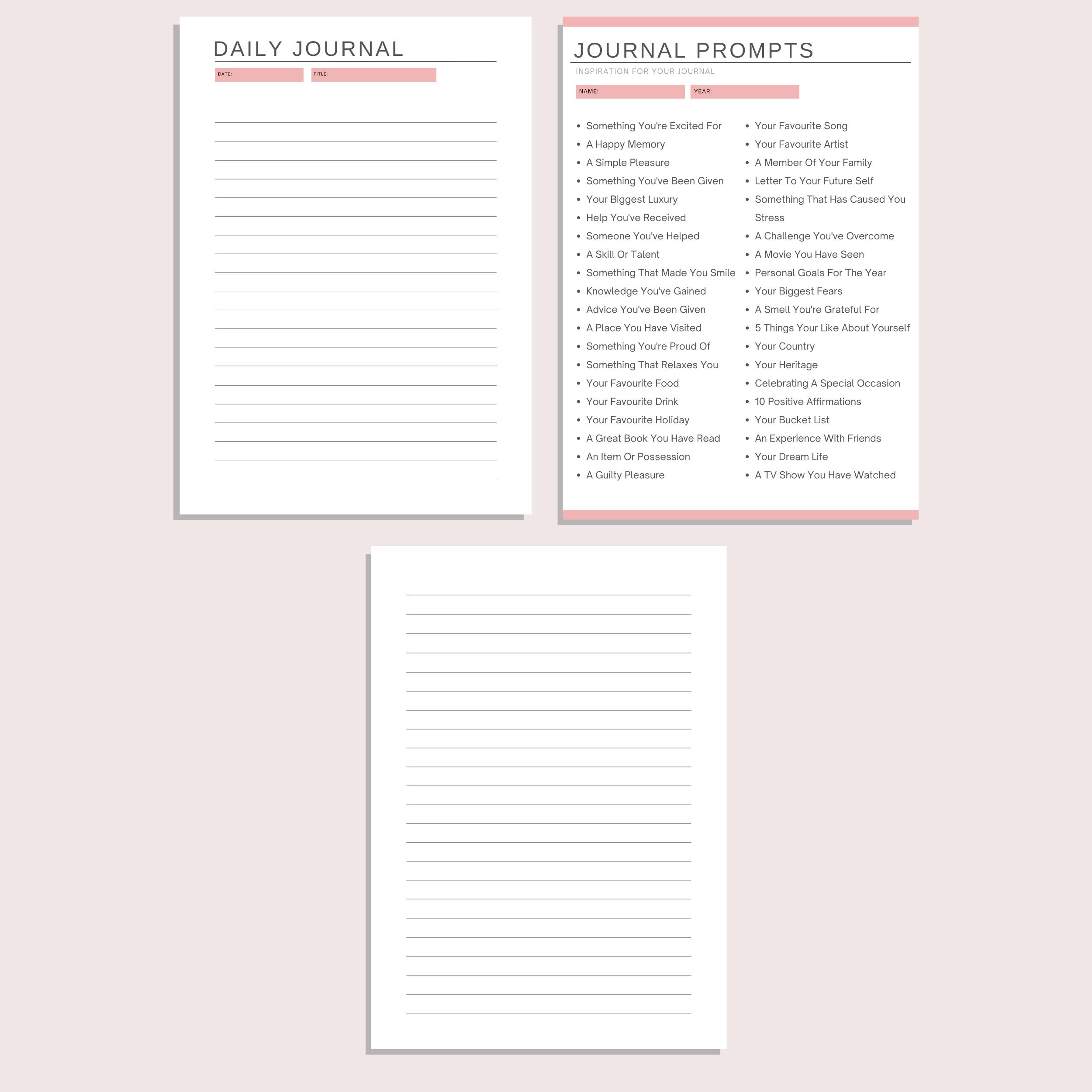 Daily Journal Printable | Gratitude Journal | Self Care Planner ...