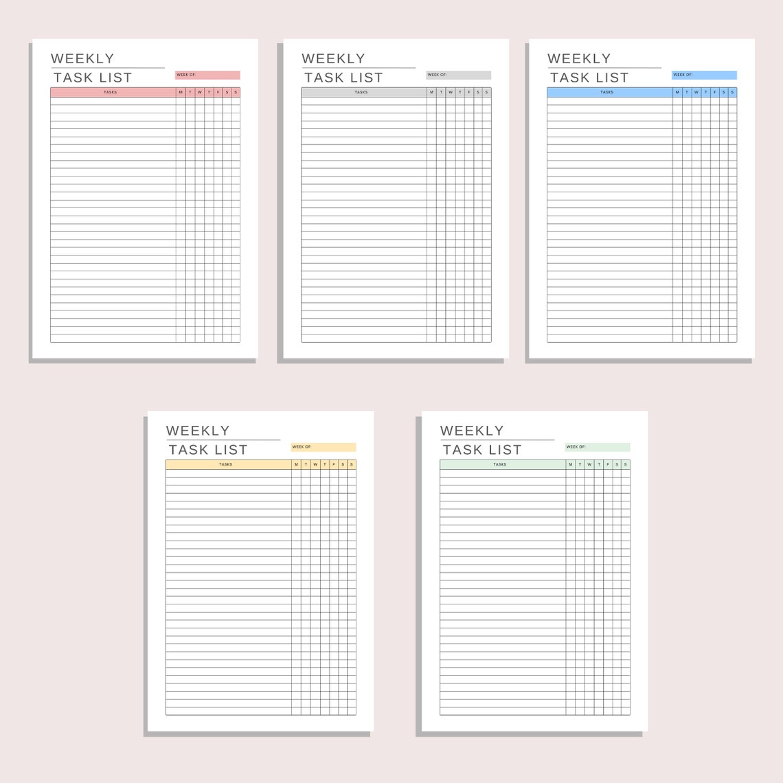 Weekly Task List | Printable Daily Checklist | Day to Day Tasks | Task ...