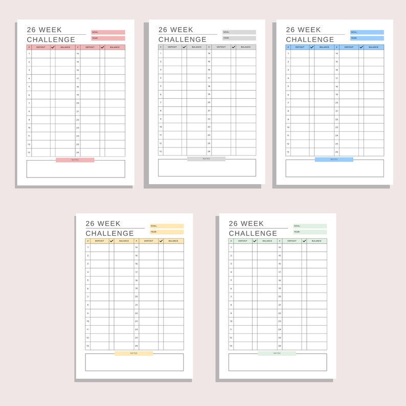 26 Week Savings Challenge | Printable Saving Plan | Finance Planner ...