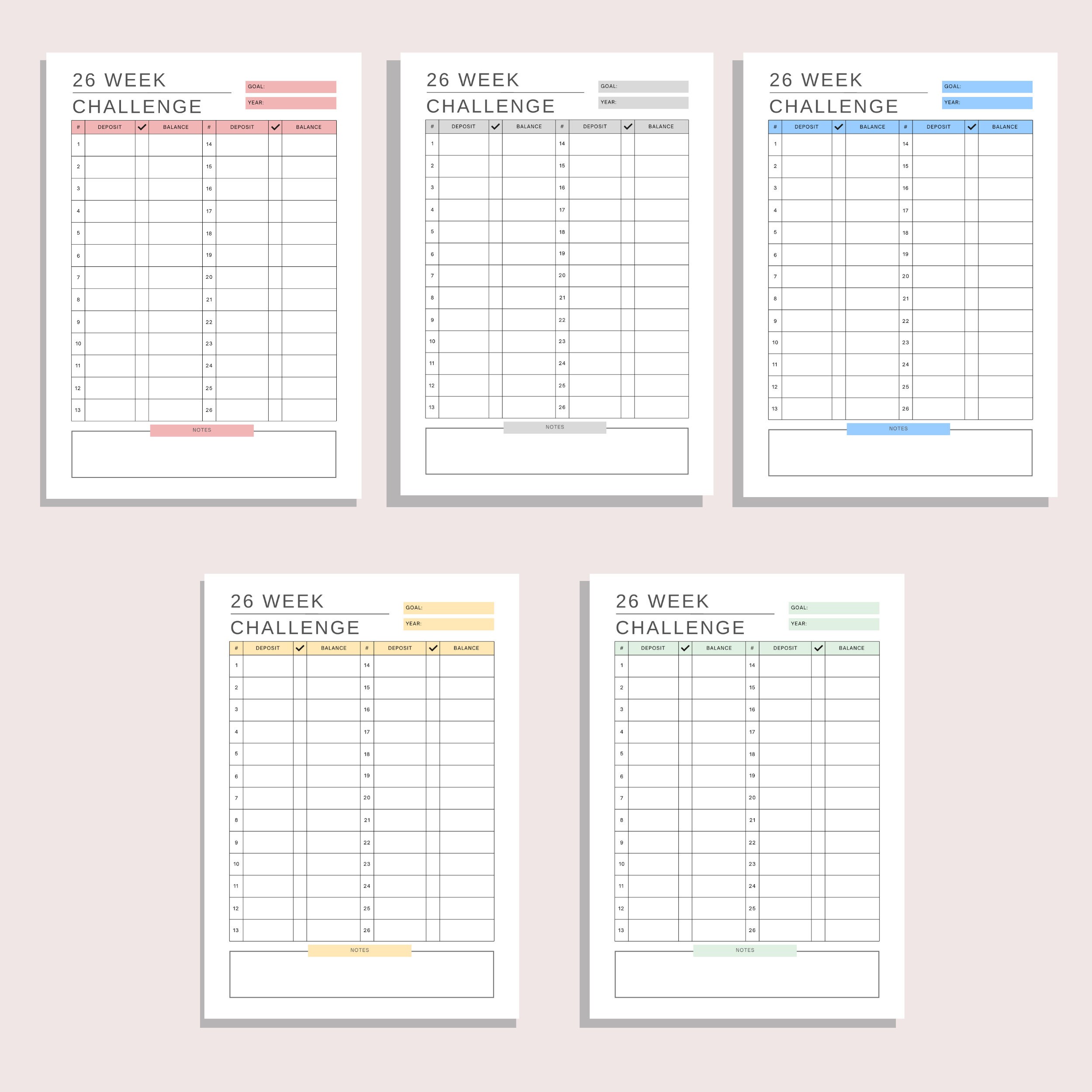 26 Week Savings Challenge | Printable Saving Plan | Finance Planner ...