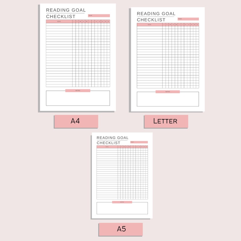 Reading Goal Checklist | Printable Reading Planner | Books to Read ...