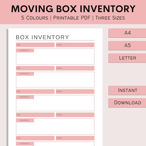 Moving Box Inventory Box Contents List Moving House - Etsy