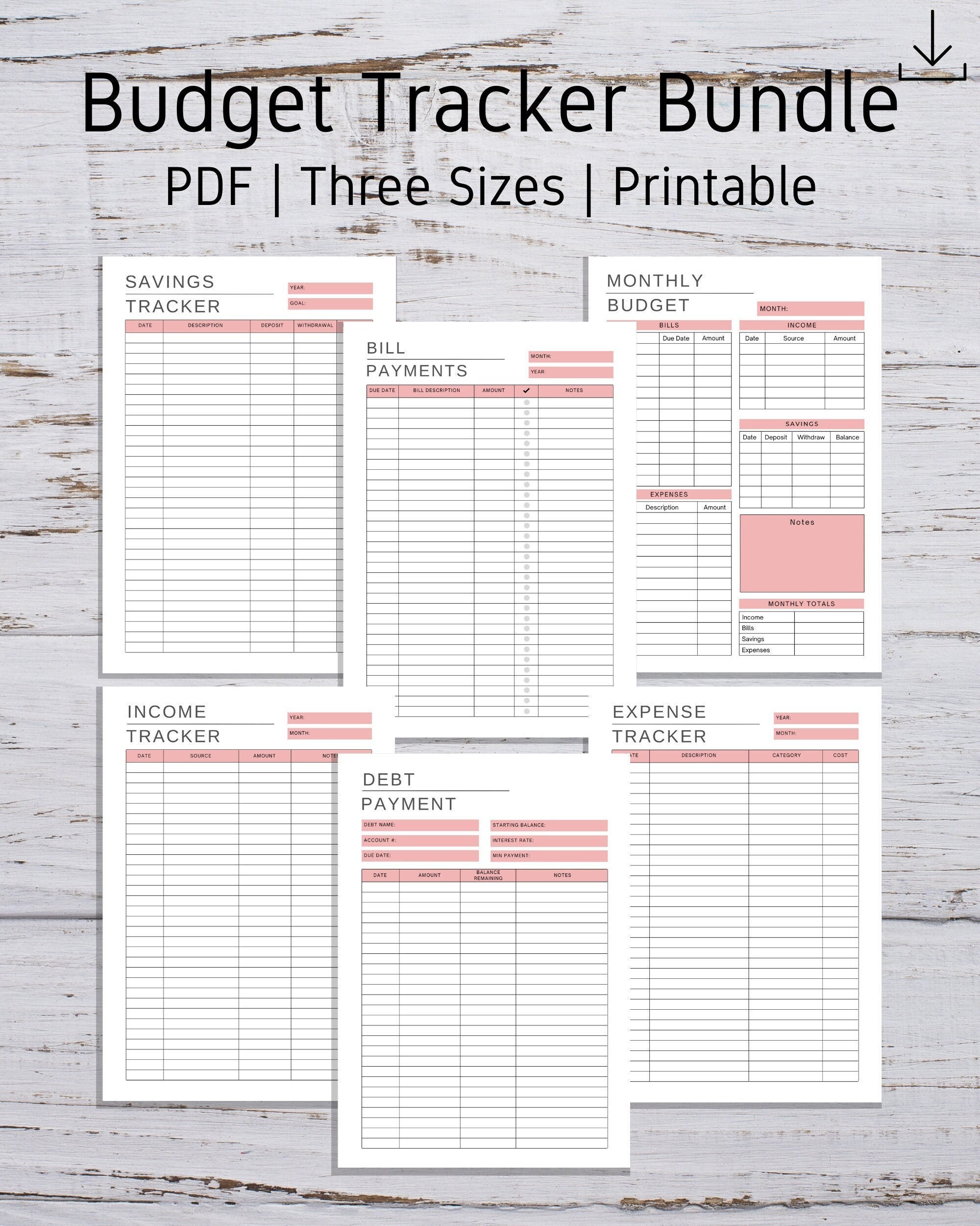 Budget Tracker Bundle | Printable Monthly Budget | Income Log | Savings ...