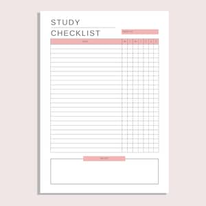 Study Checklist Printable Revision List Daily Study Chart Home School ...