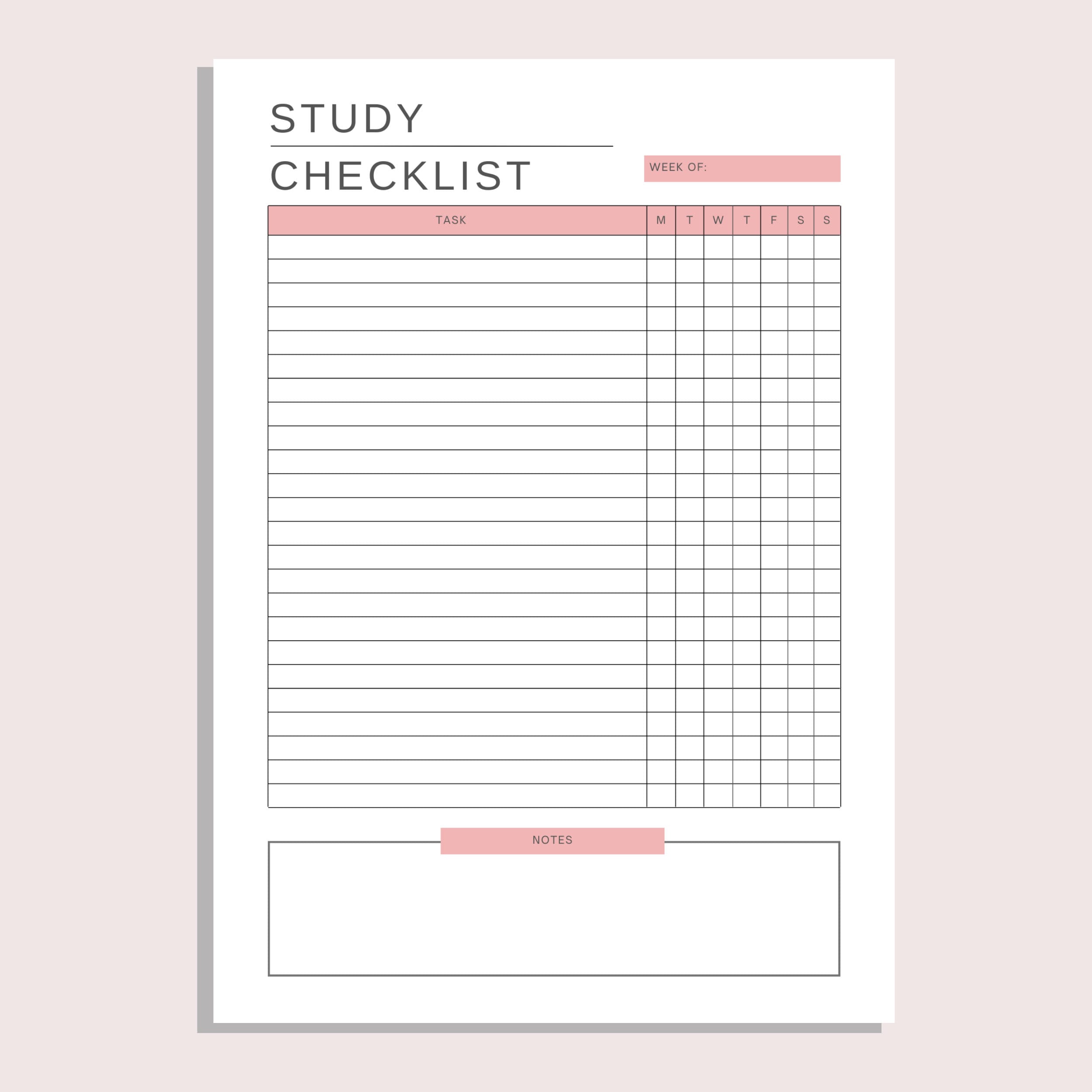 Study Checklist | Printable Revision List | Daily Study Chart | Home ...