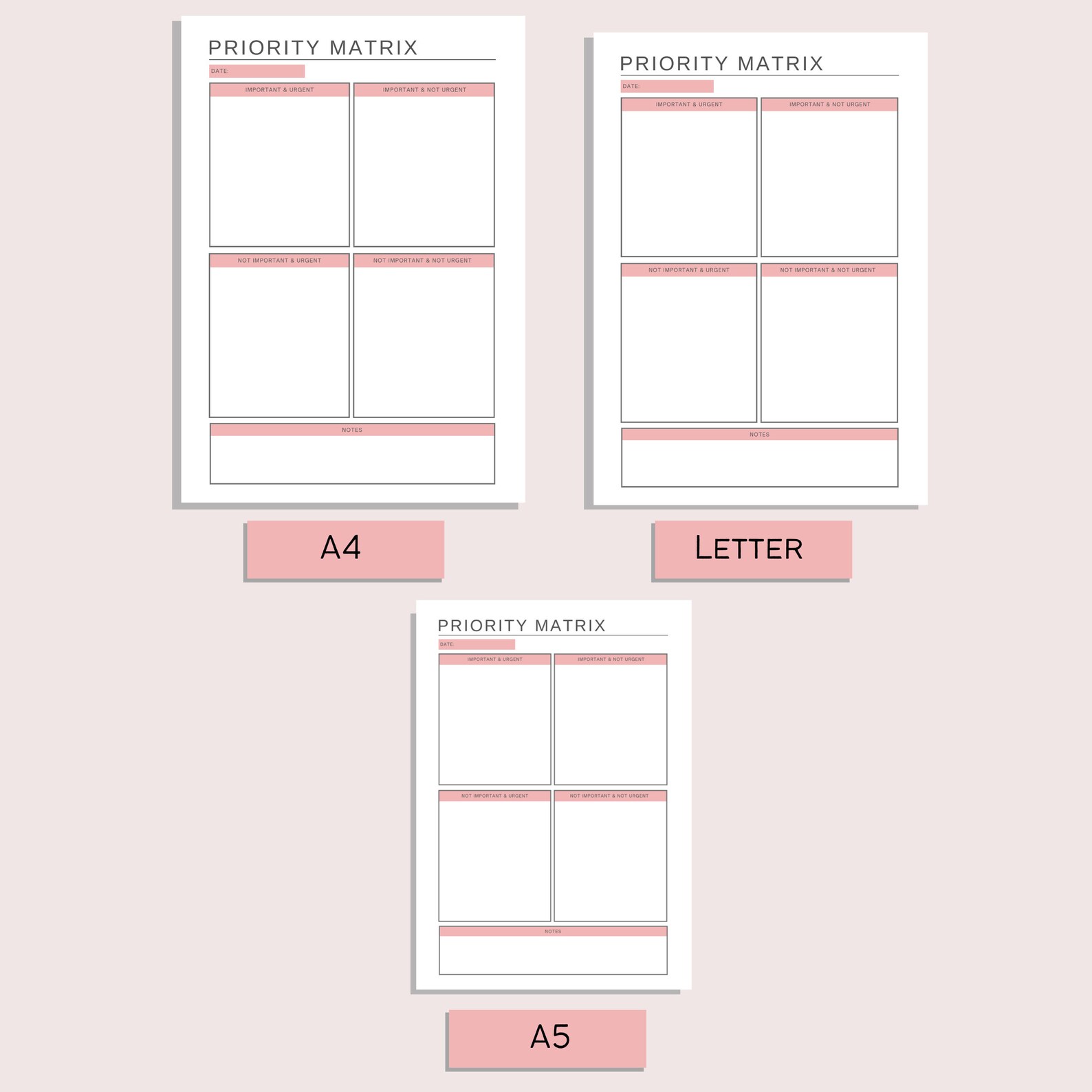 Priority Matrix Printable | Daily Task Planner | Eisenhower Matrix ...