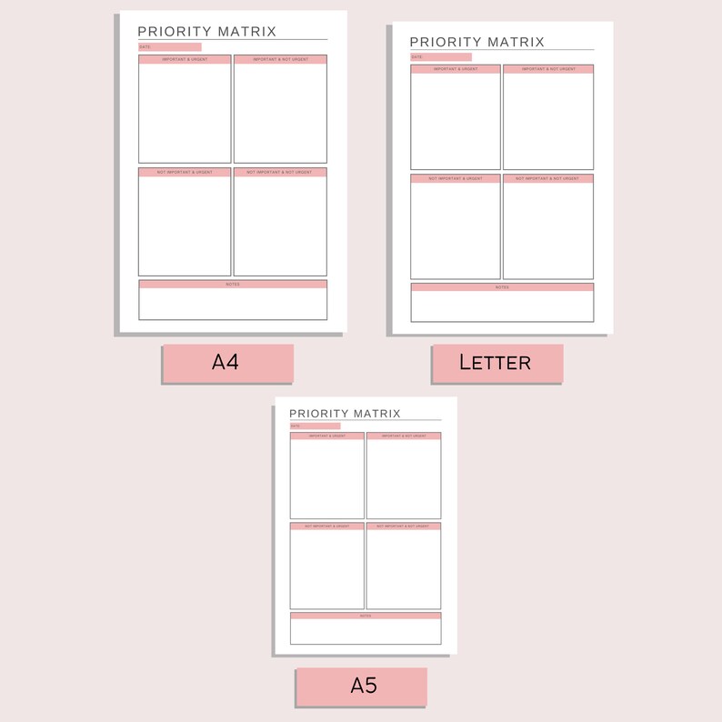 Priority Matrix Printable | Daily Task Planner | Eisenhower Matrix ...