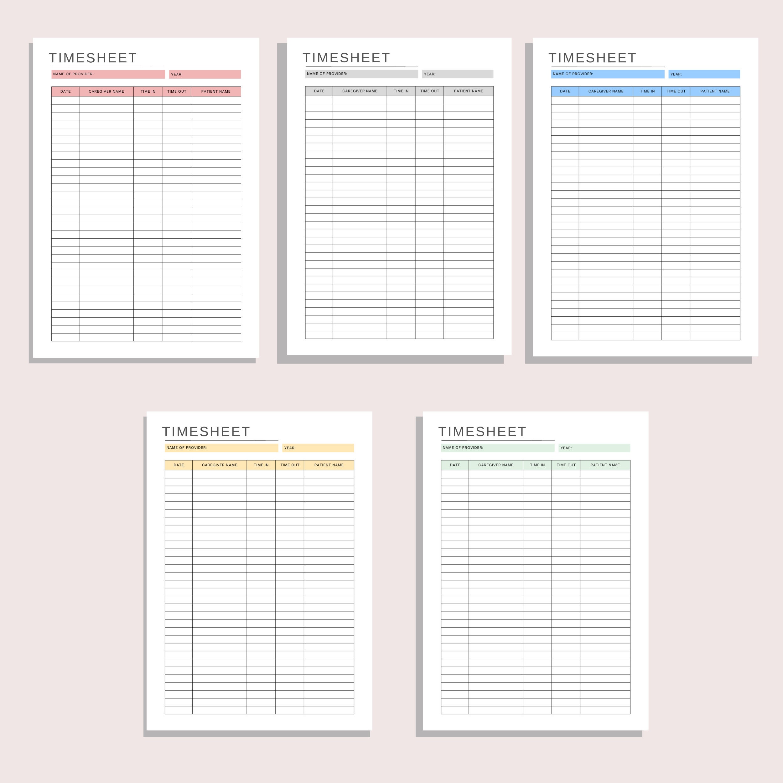 Caregiver Employee Timesheet | Health Care Hours Worked | Home Health ...