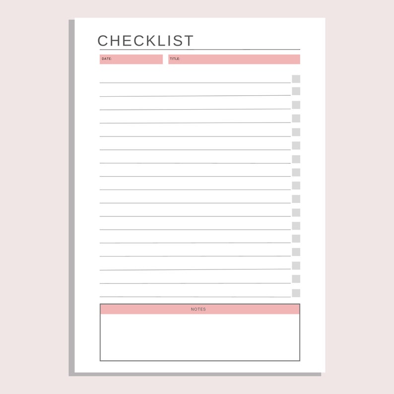 Blank Checklist Printable | Daily to Do List | Home Task Planner ...