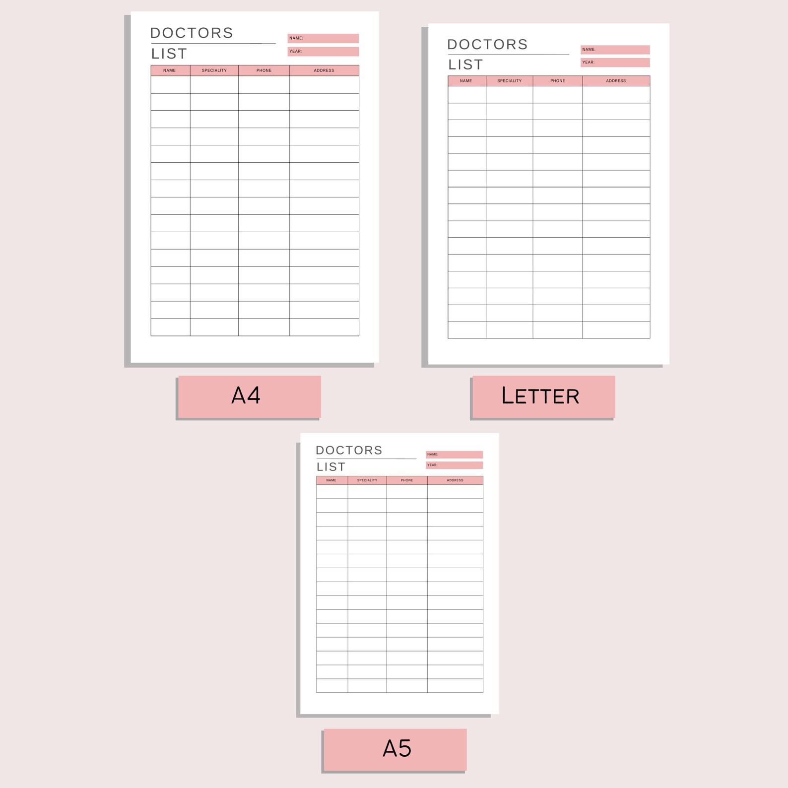 Doctor Contact List | Printable Medical Information | Healthcare ...