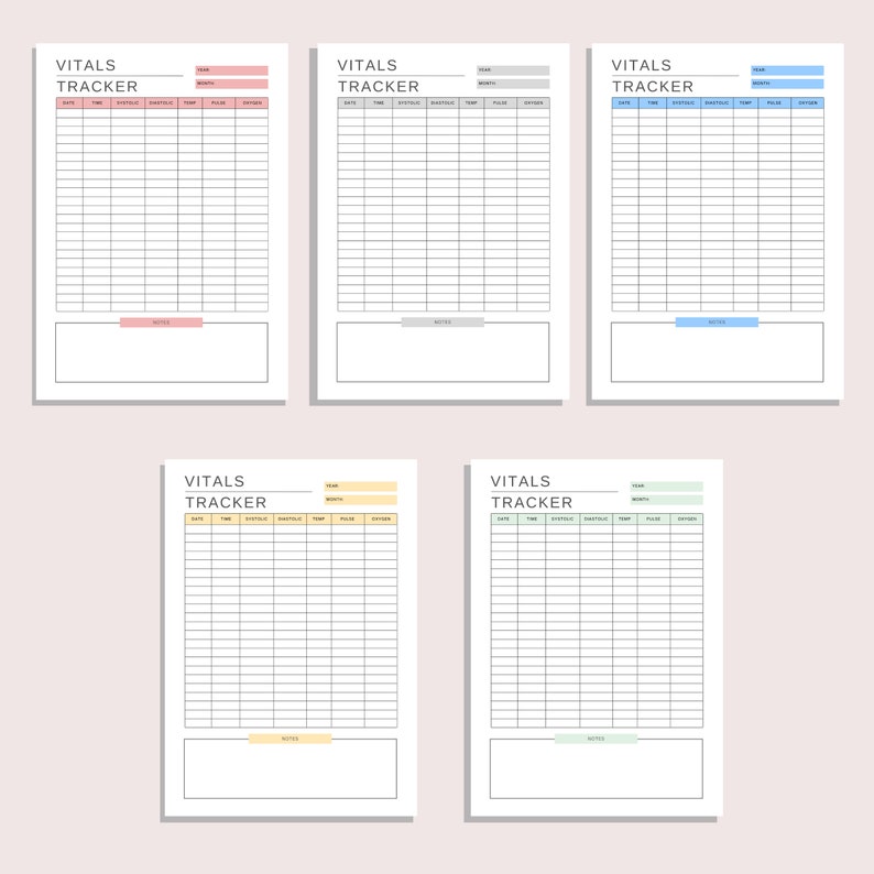 Vitals Tracker | Printable Vitals Log | Health and Fitness Planner ...