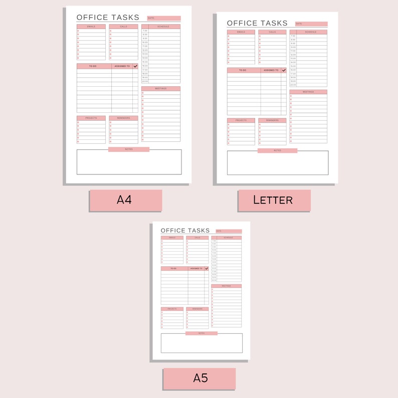 Office Tasks Tracker | Printable Work Plan | Office Organizer | Work ...