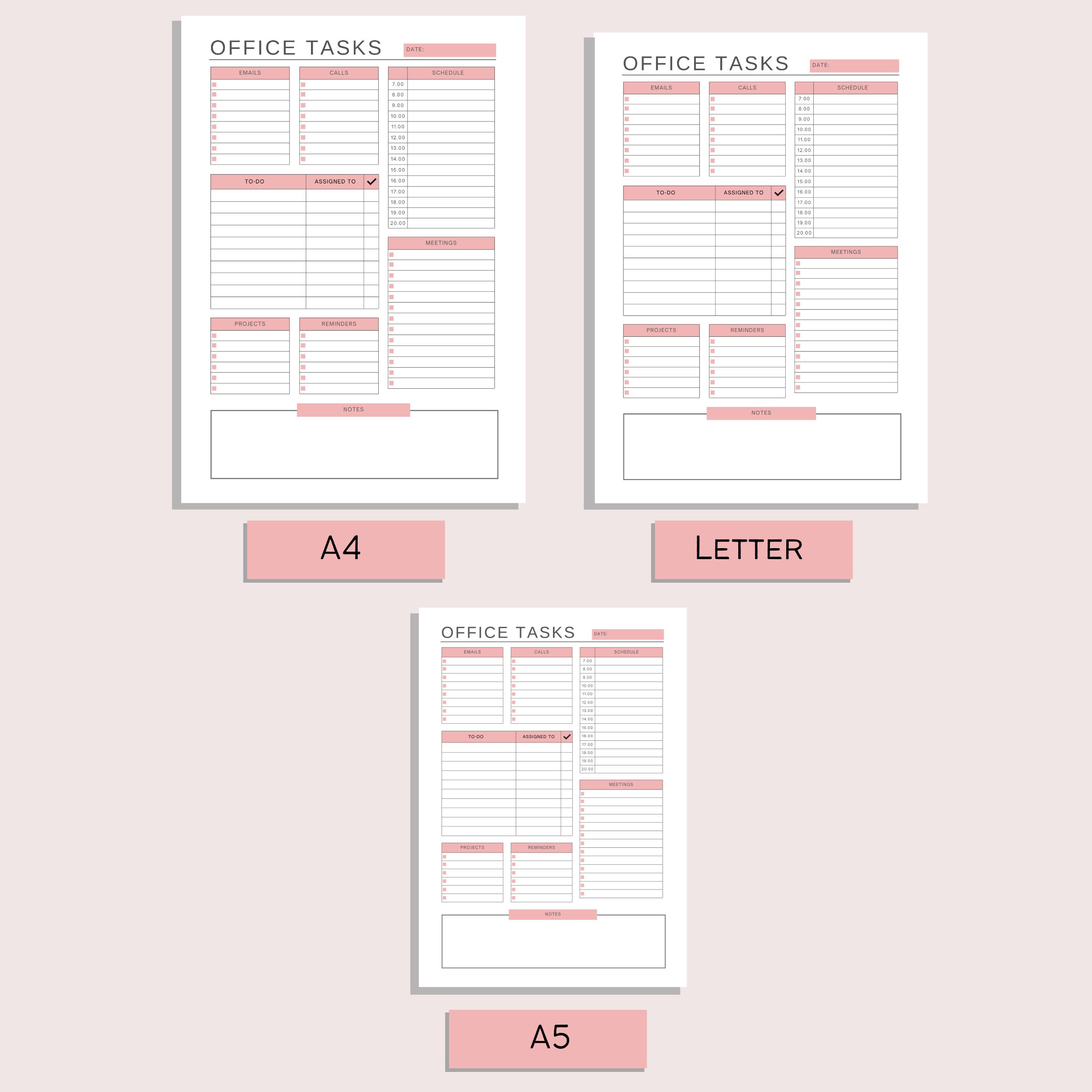Office Tasks Tracker | Printable Work Plan | Office Organizer | Work ...