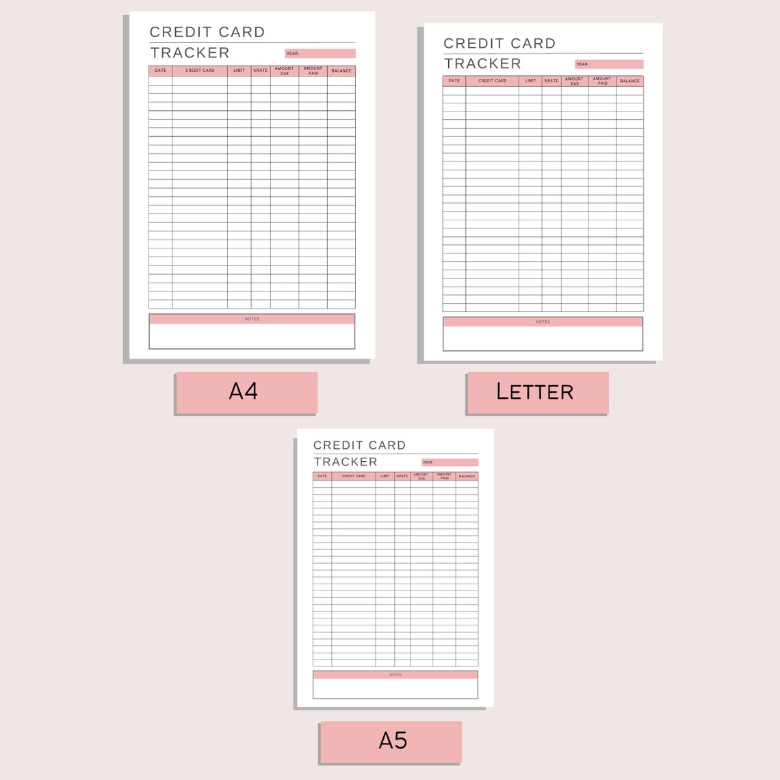 Credit Card Tracker | Printable Credit Card Planner | Financial ...