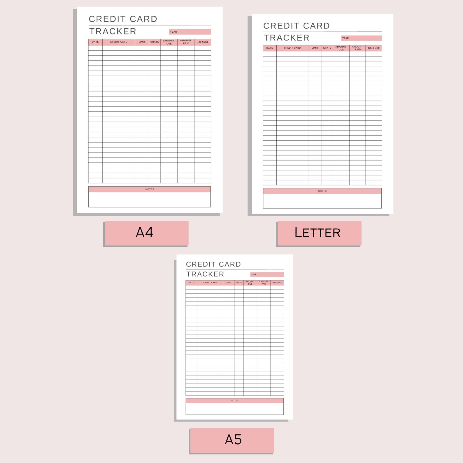 Credit Card Tracker | Printable Credit Card Planner | Financial ...