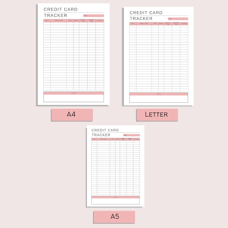 Credit Card Tracker | Printable Credit Card Planner | Financial ...