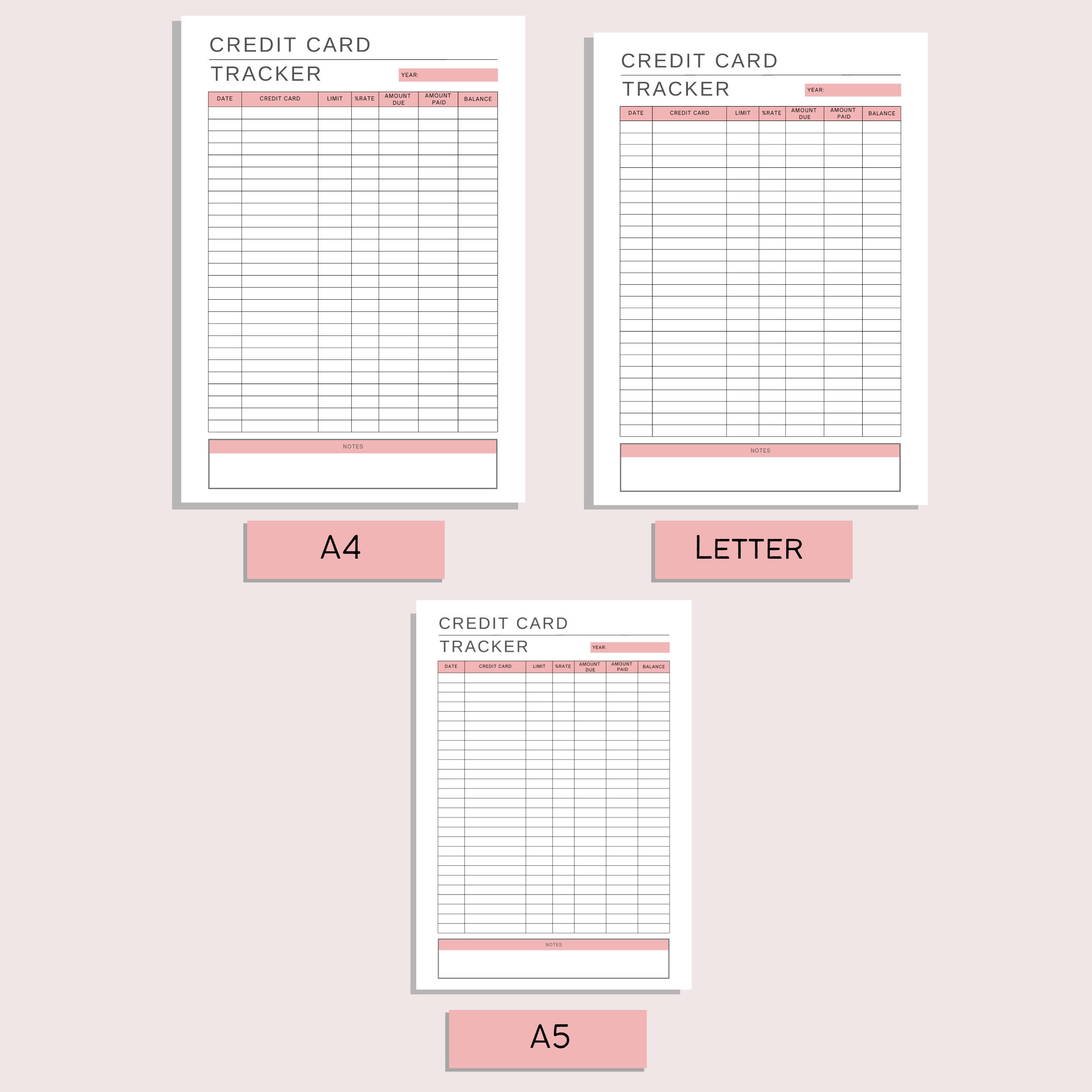 Credit Card Tracker | Printable Credit Card Planner | Financial ...