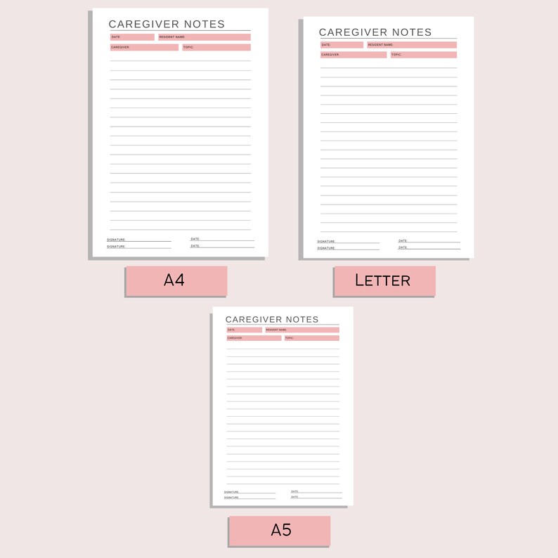 Caregiver Notes Sheet | Printable Elderly Care | Home Health Care Notes ...