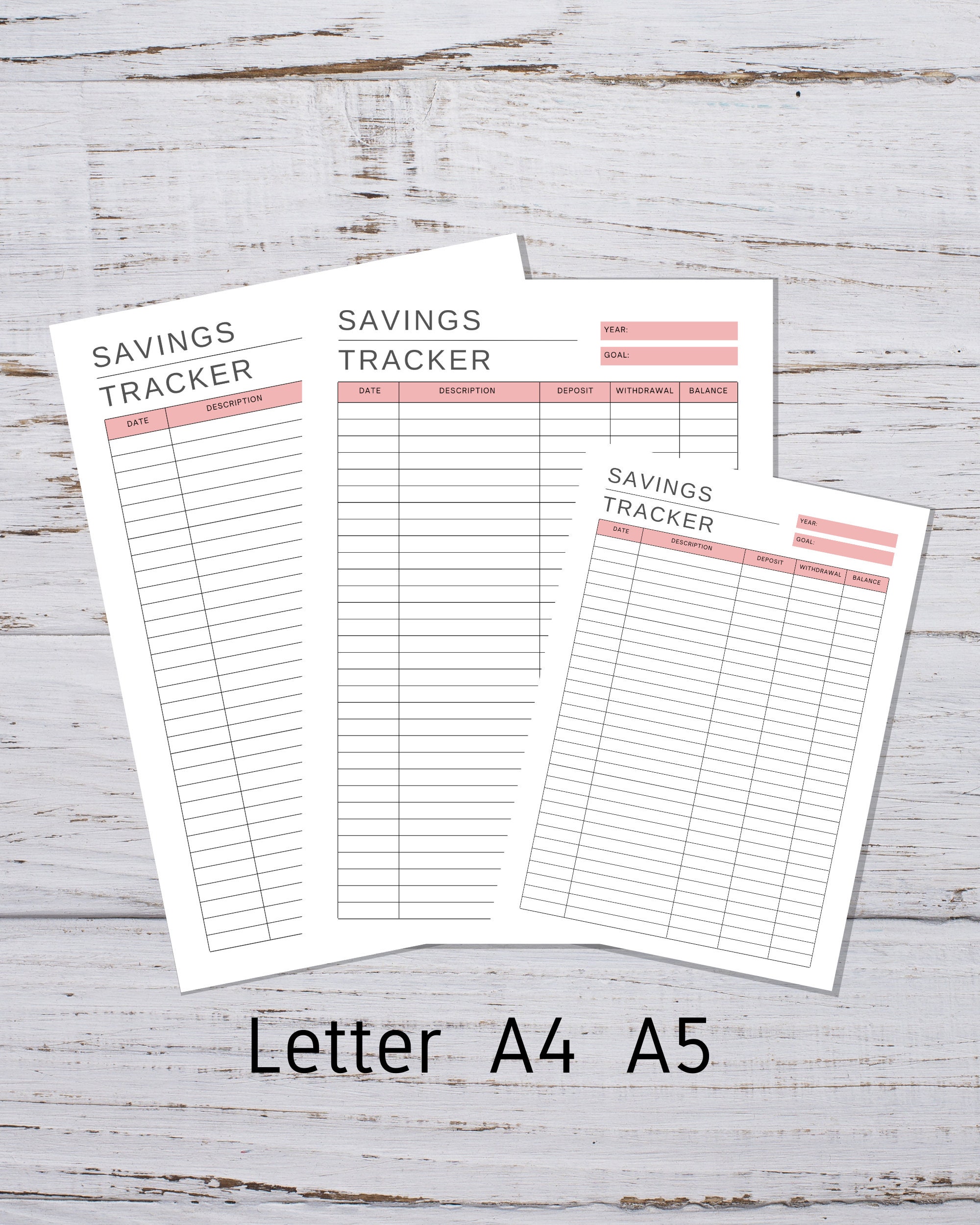 Savings Tracker Printable Savings Log Personal Savings | Etsy