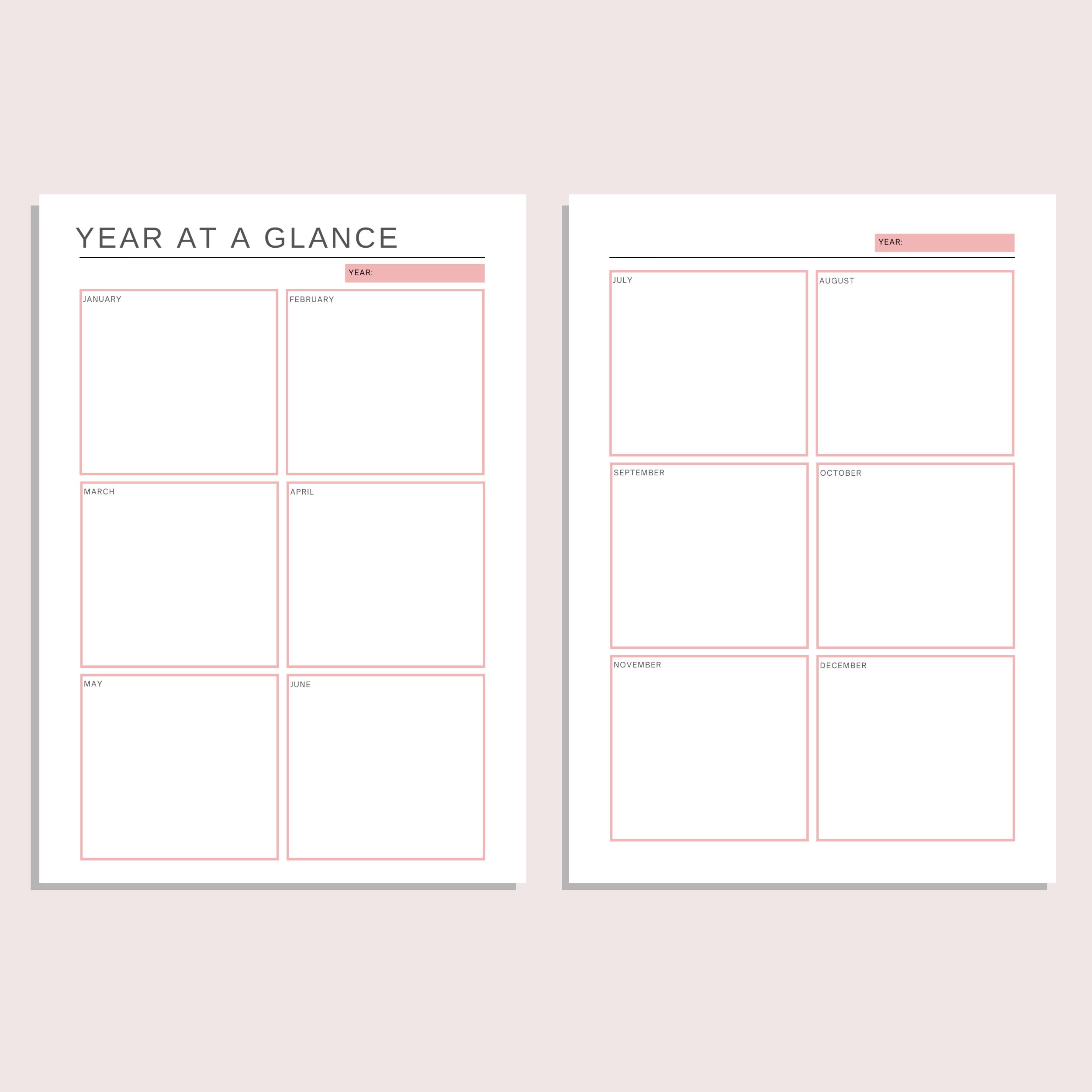 Year at A Glance 2023 Printable Yearly Overview Yearly Planner on One ...