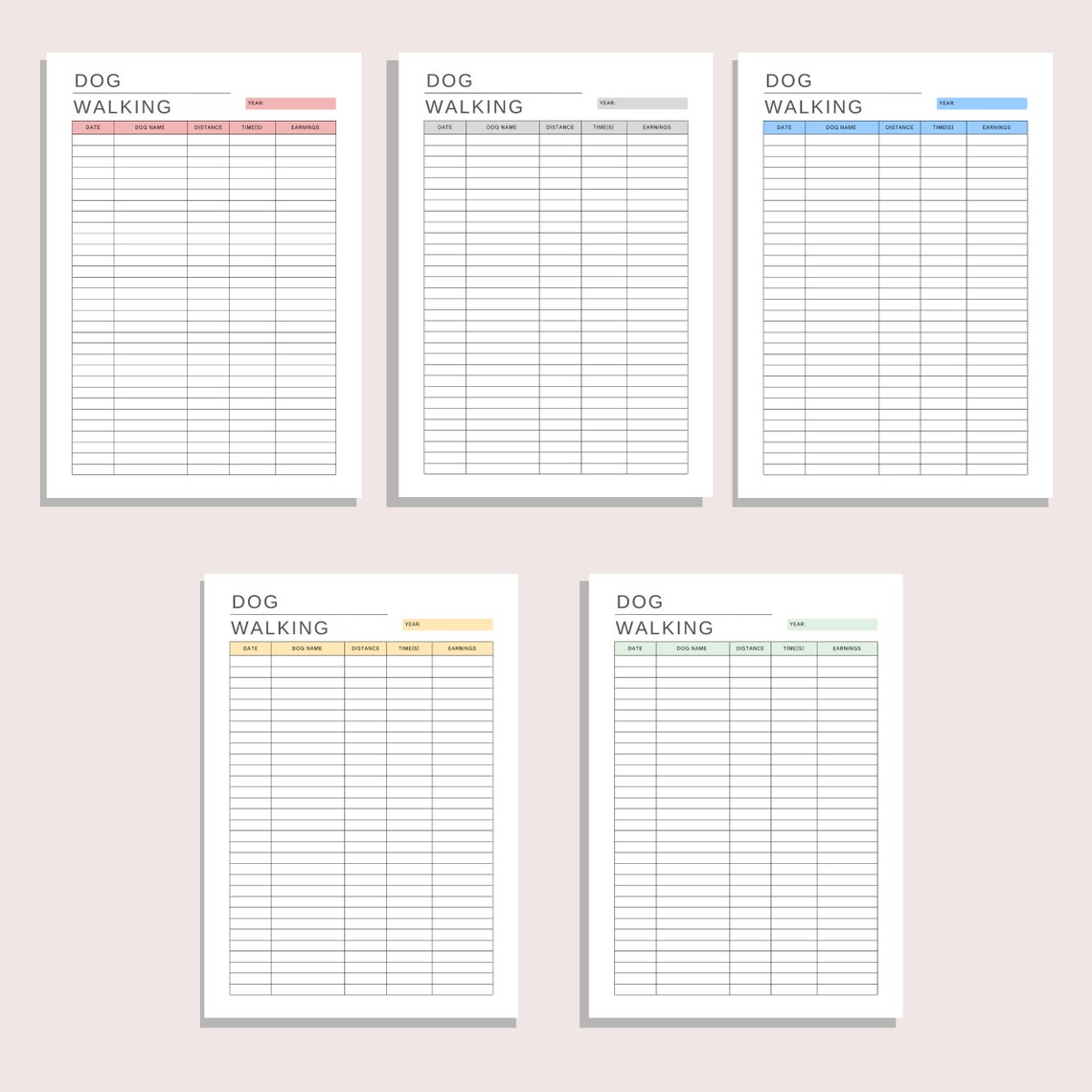Dog Walking Log | Printable Dog Walking Business | Small Business ...