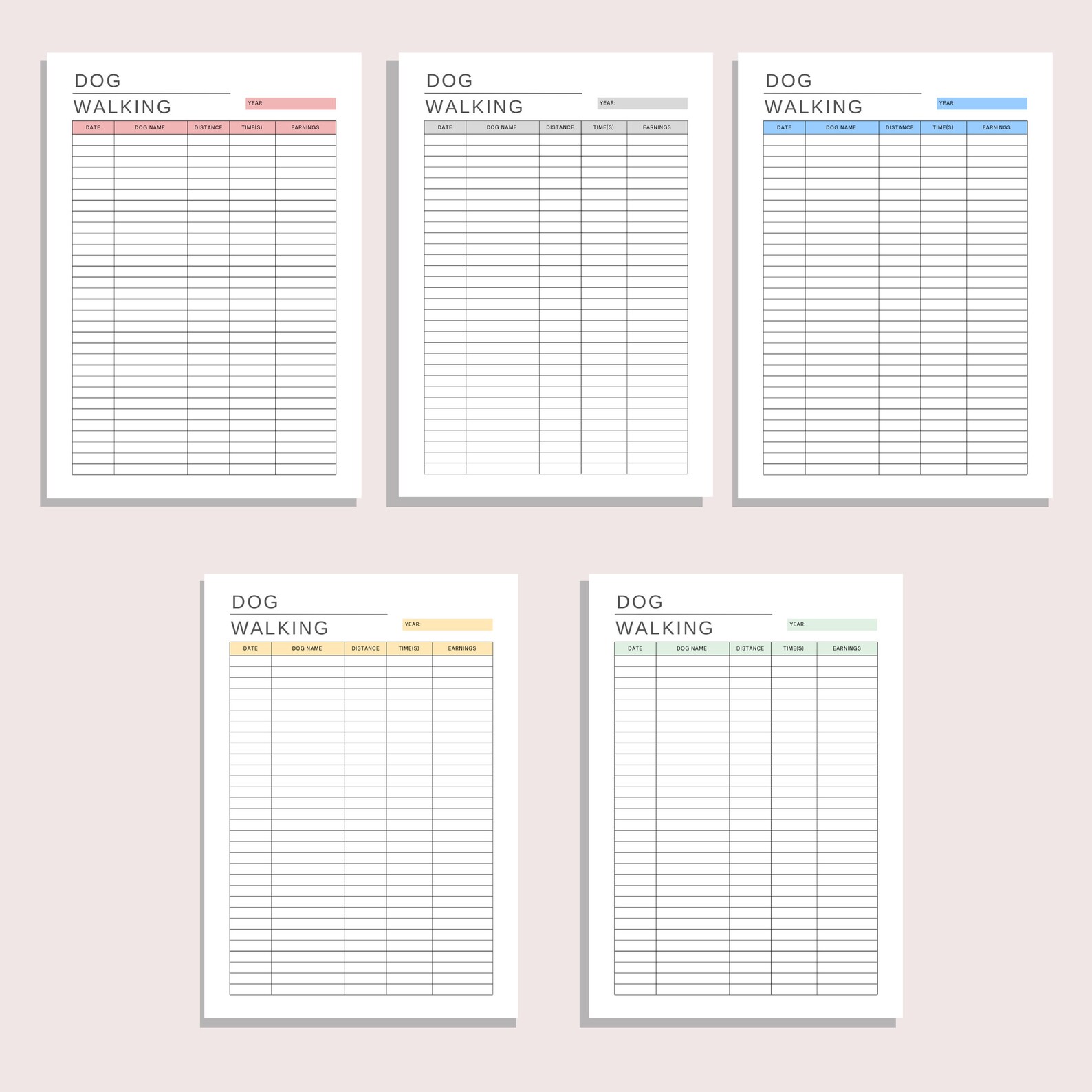 Dog Walking Log | Printable Dog Walking Business | Small Business ...