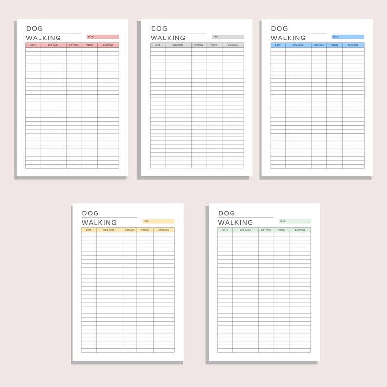 Dog Walking Log | Printable Dog Walking Business | Small Business ...