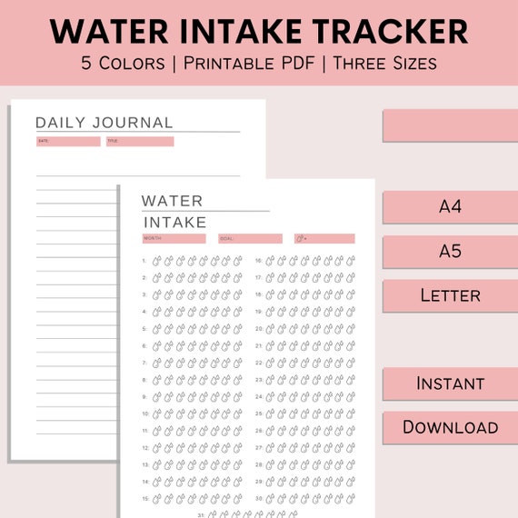 Water Intake Tracker Monthly Hydration Printable Water - Etsy