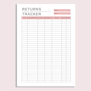 Returns Tracker | Printable Online Business Return Sheet | Sales Tracking | Order Returns ...