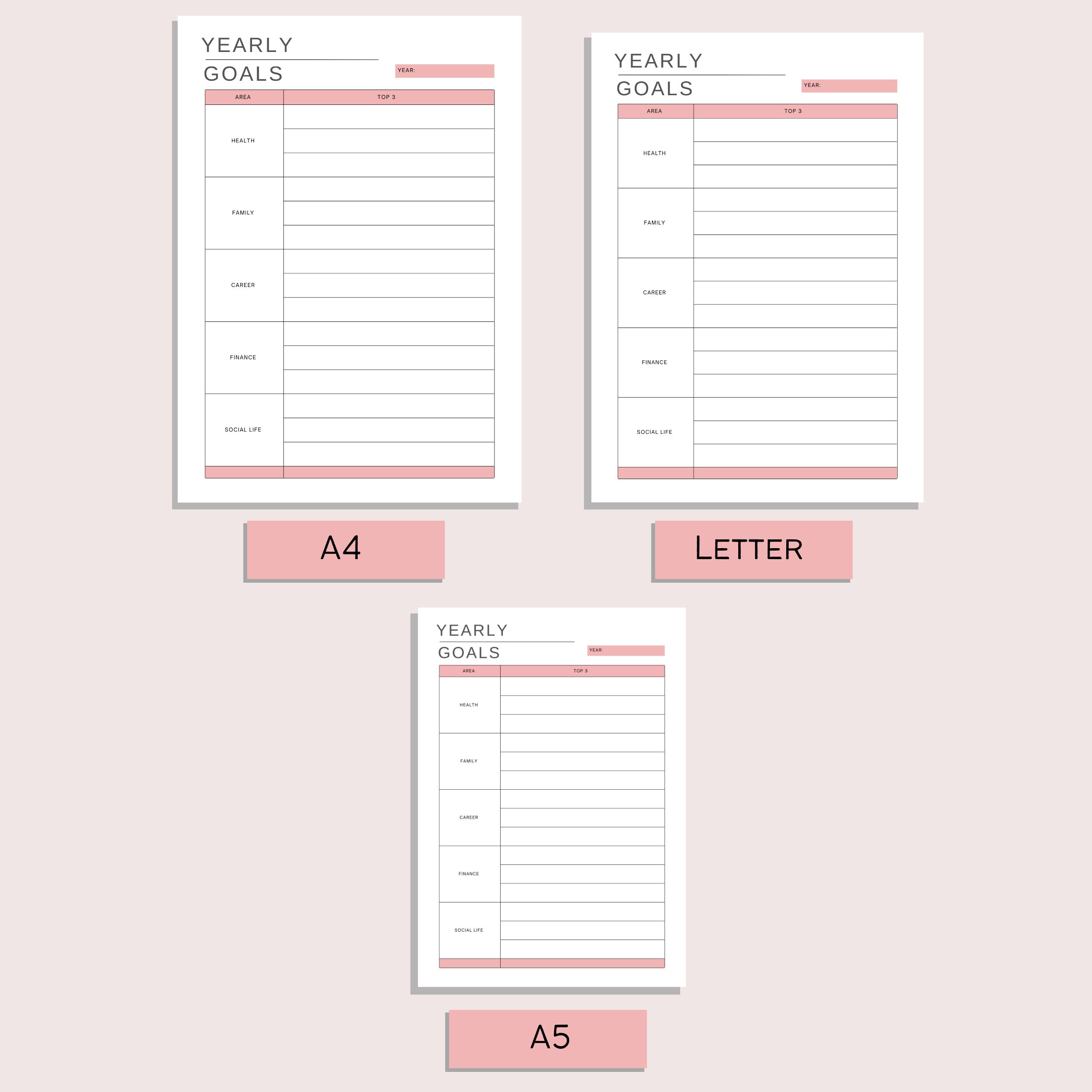 Yearly Goal Planner Printable Productivity Plan 8 Areas of Life ...