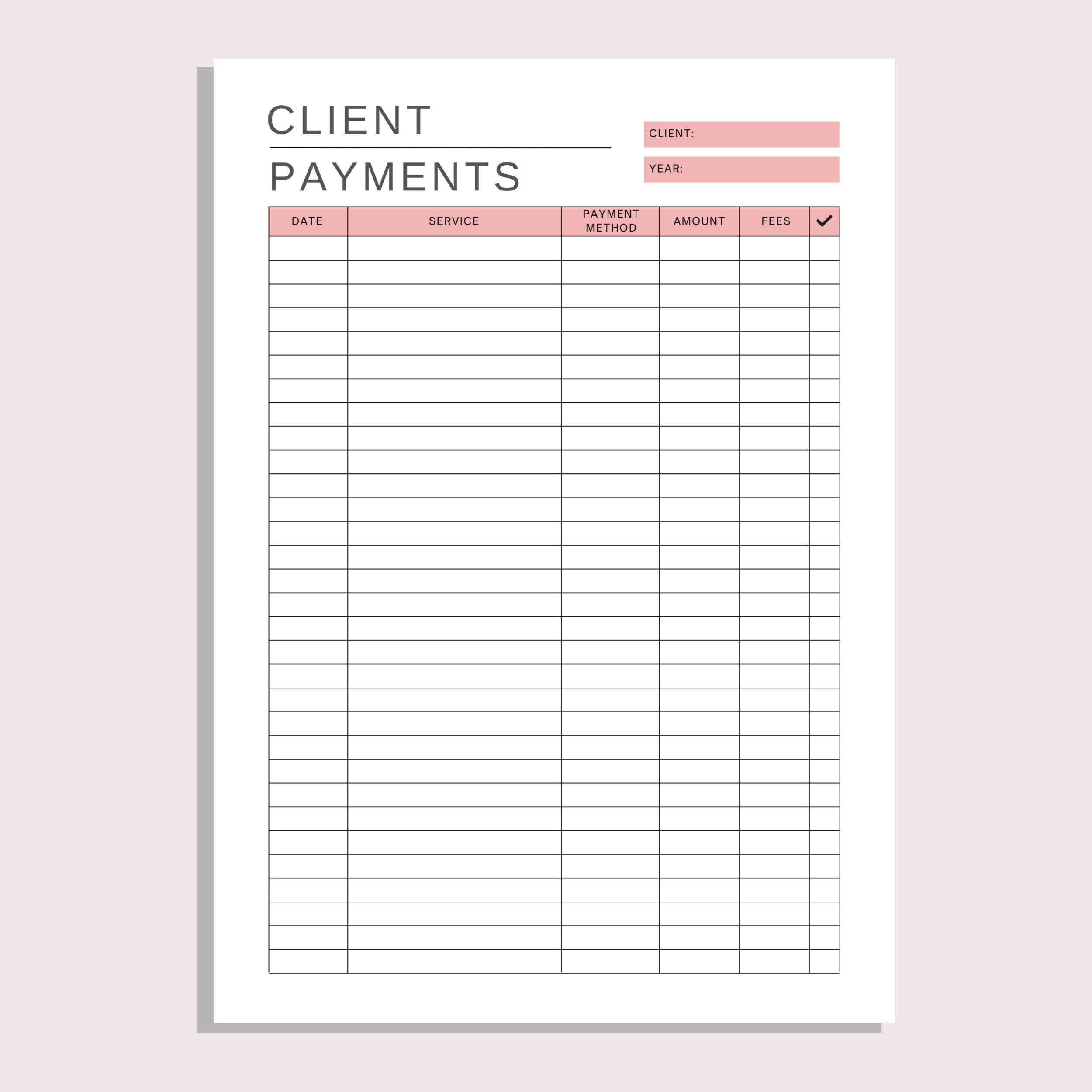 Client Payment History | Printable Client Log | Small Business Finance ...