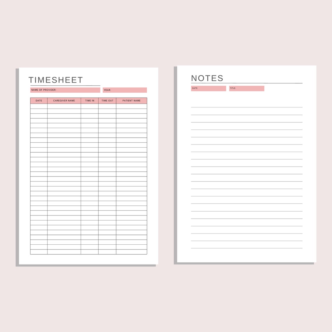 Caregiver Employee Timesheet | Health Care Hours Worked | Home Health ...
