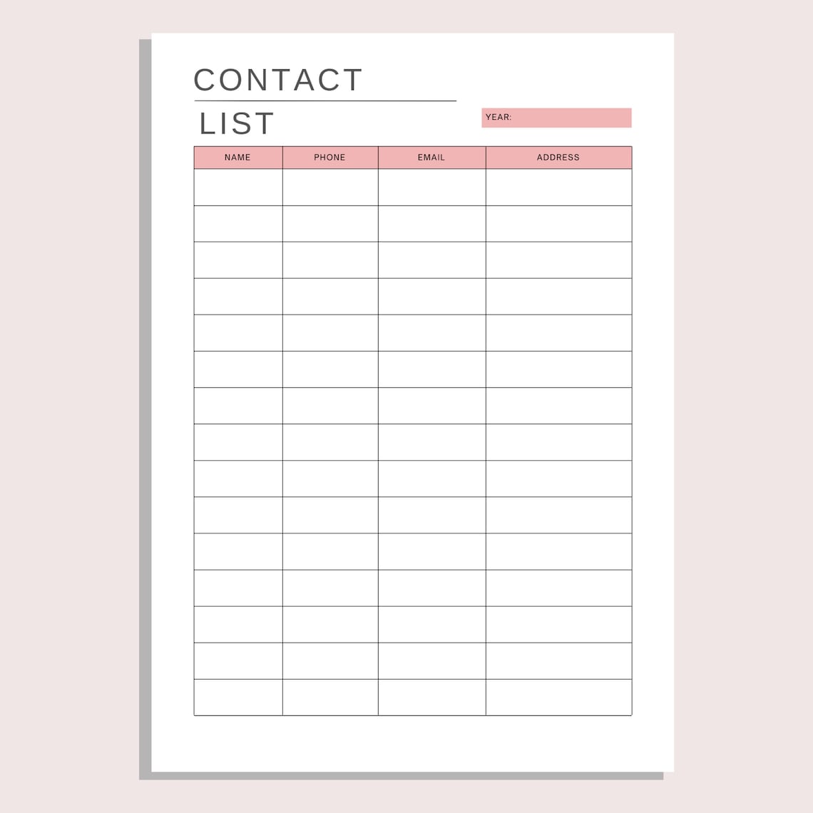 Contact List | Printable Address Book | Address Organizer | Print at ...