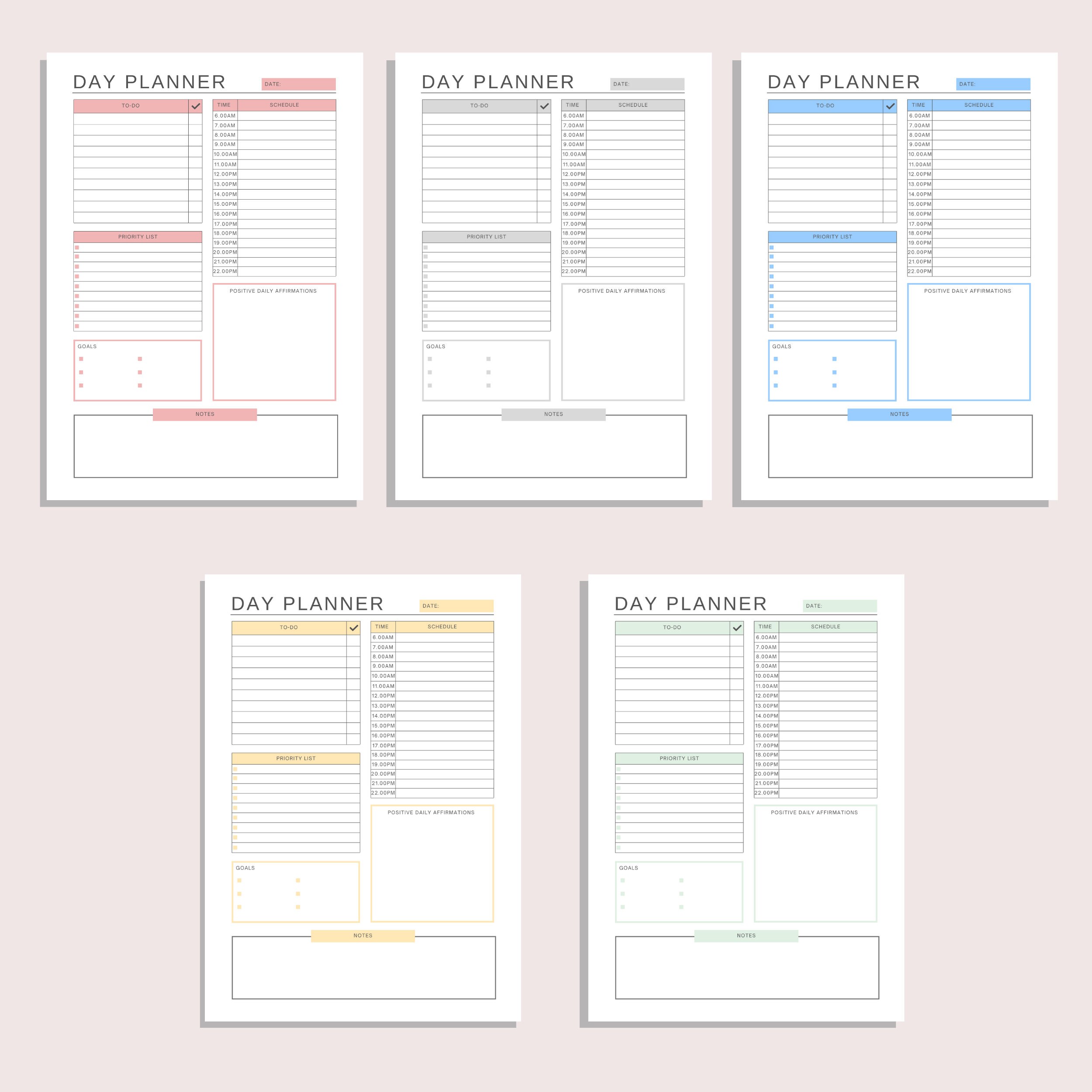 Day Planner Printable Daily Task List Priority Planner Daily Schedule ...