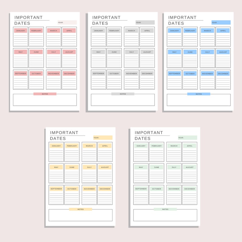 Important Dates List | Printable Dates Tracker | School and College ...