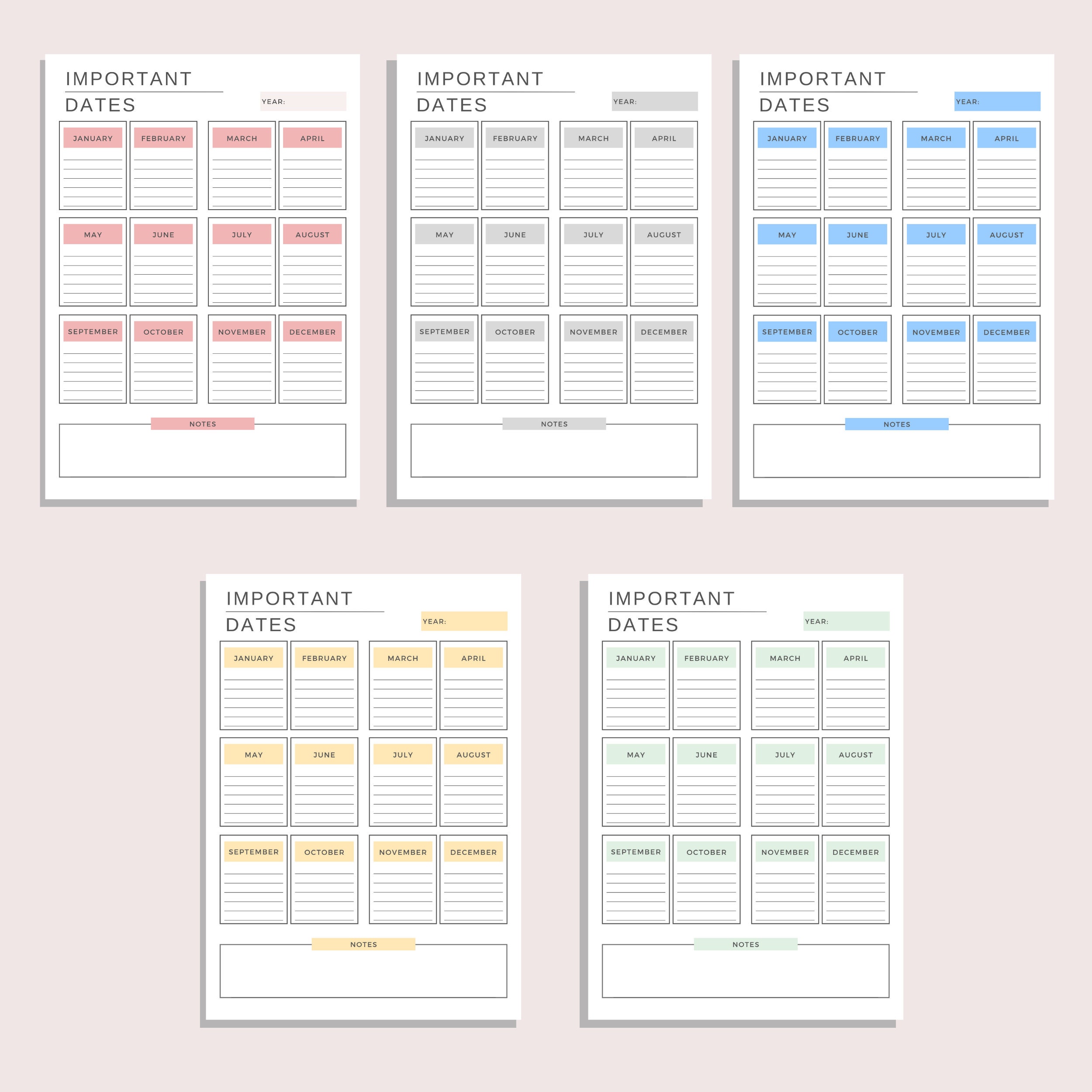 Important Dates List | Printable Dates Tracker | School and College ...